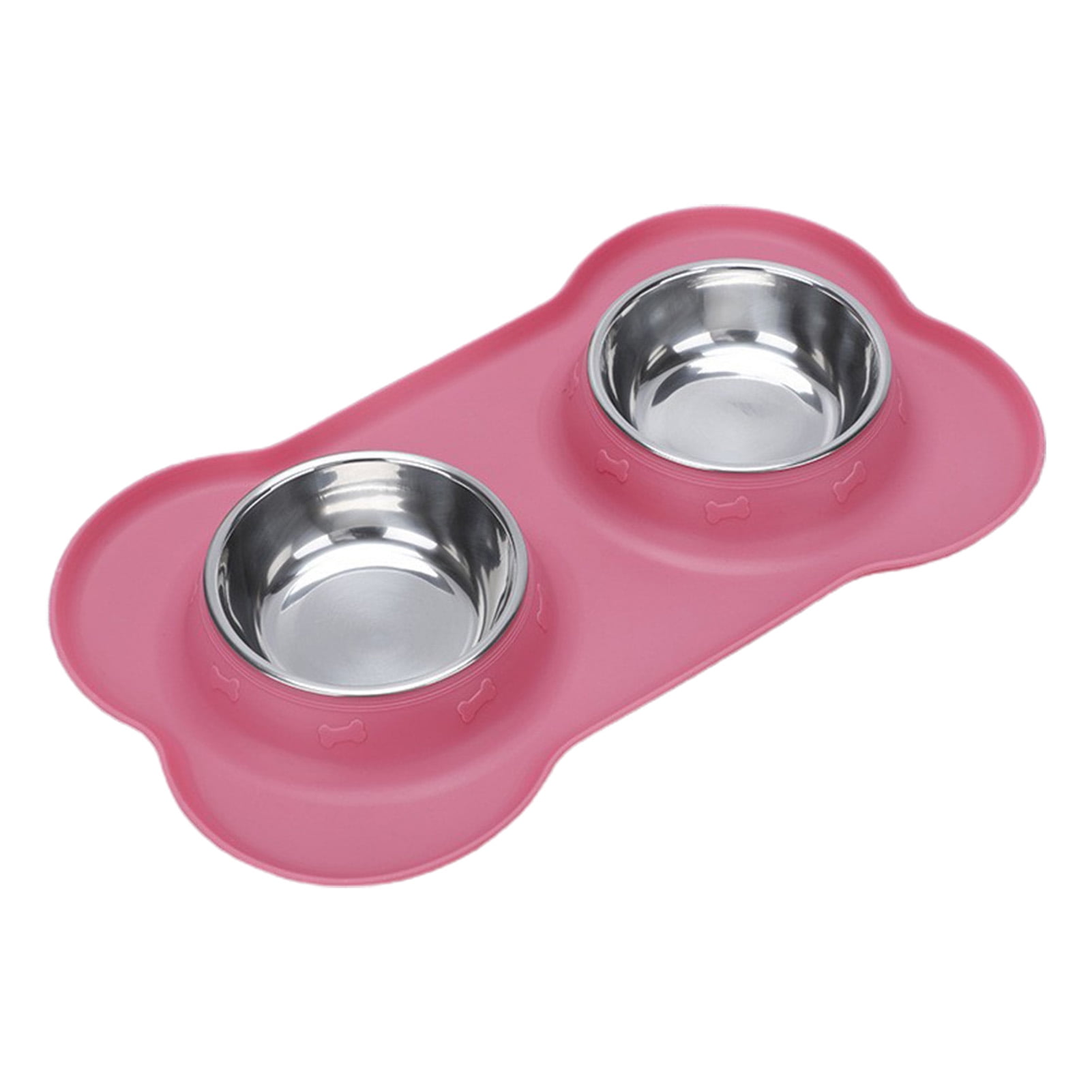 JANGSLNG Pet Bowl Convenient Spill-proof Dog Double Bowl Silicone Mat ...