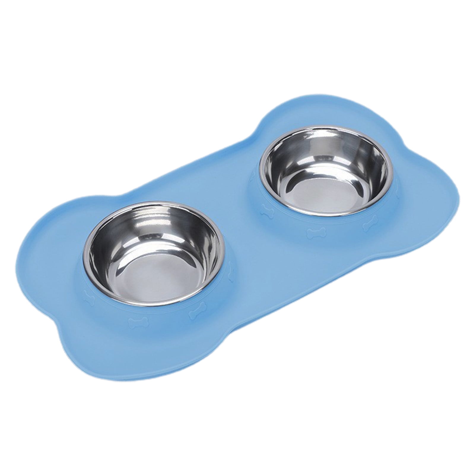 JANGSLNG Pet Bowl Convenient Spill-proof Dog Double Bowl Silicone Mat ...