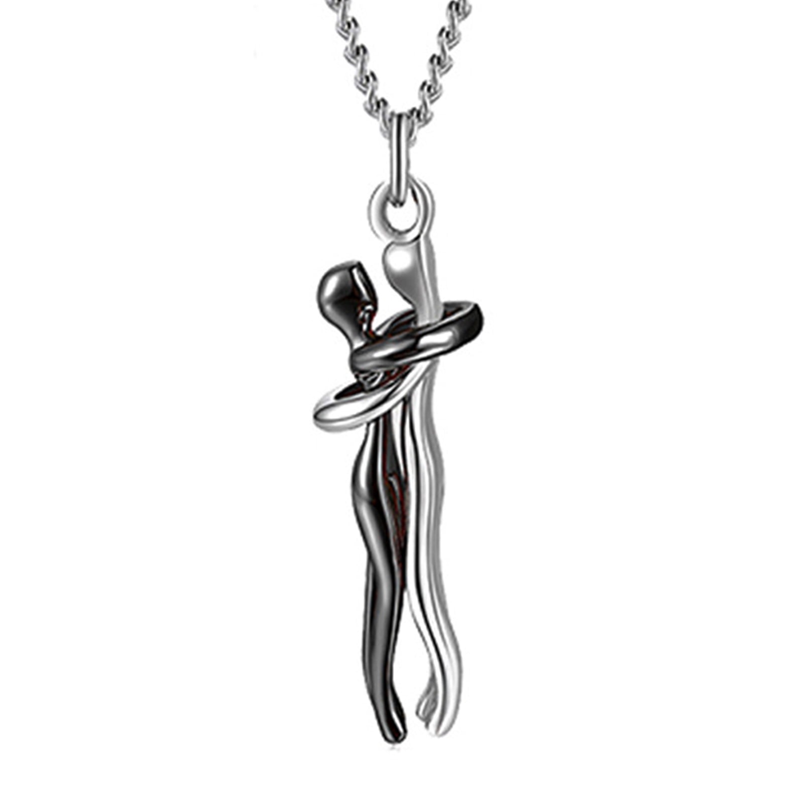 JANGSLNG Unisex Hug Couple Pendant Necklace Dance Partner Choker Neck ...