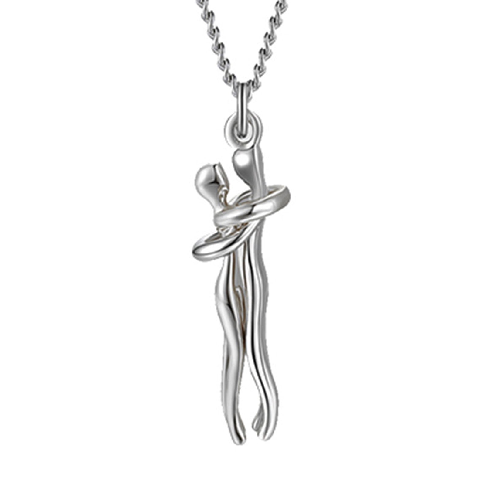 JANGSLNG Unisex Hug Couple Pendant Necklace Dance Partner Choker Neck ...