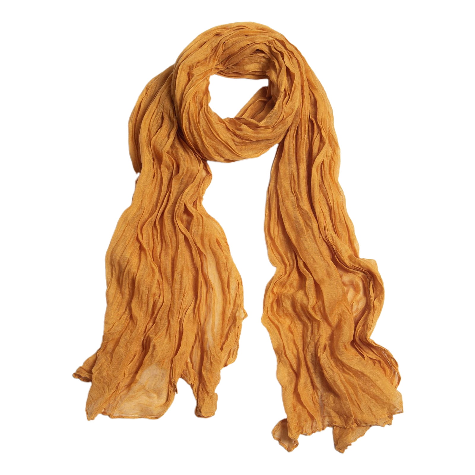JANGSLNG Women Scarf Solid Color Long Wide Crumple Thin Decorative Soft ...