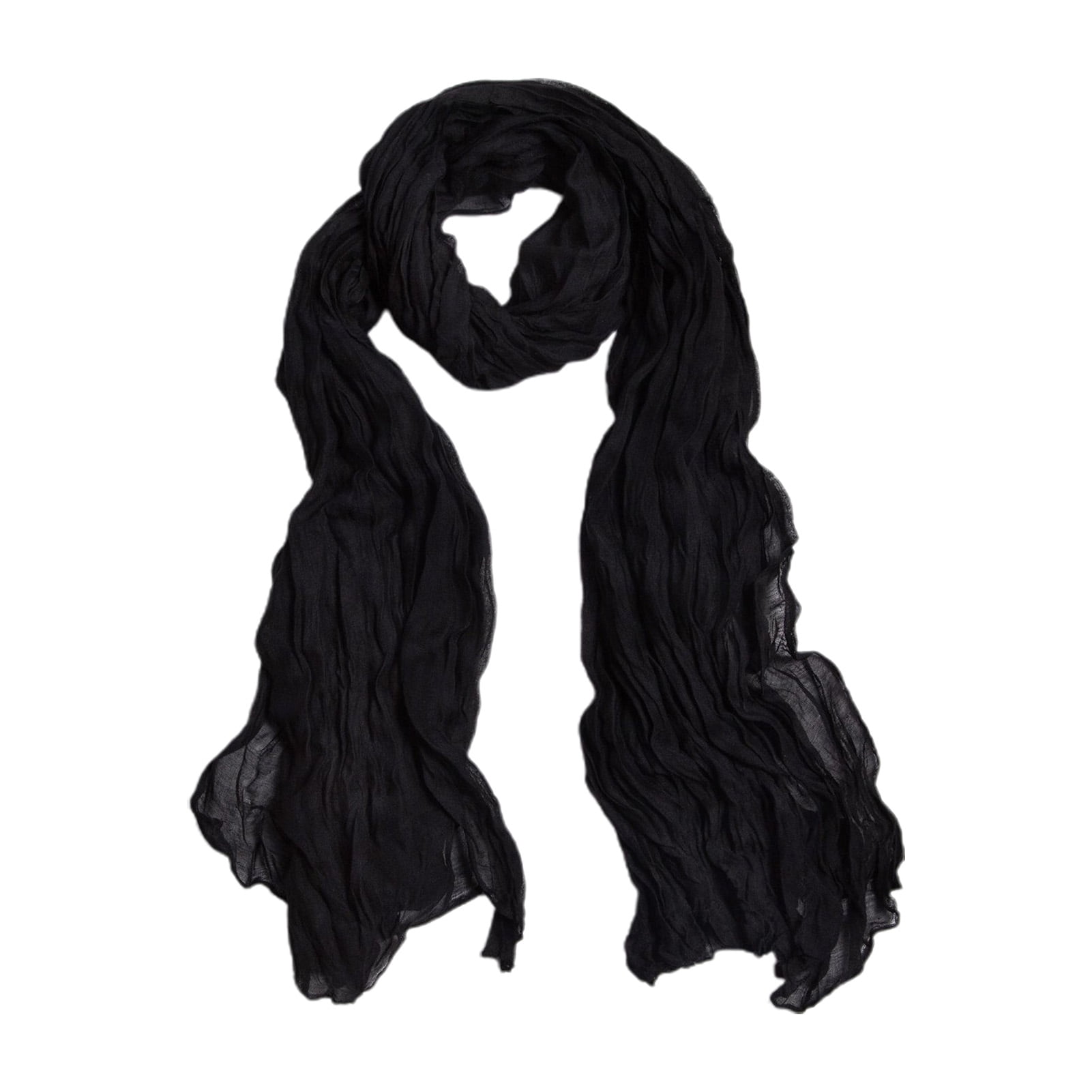 JANGSLNG Women Scarf Solid Color Long Wide Crumple Thin Decorative Soft ...