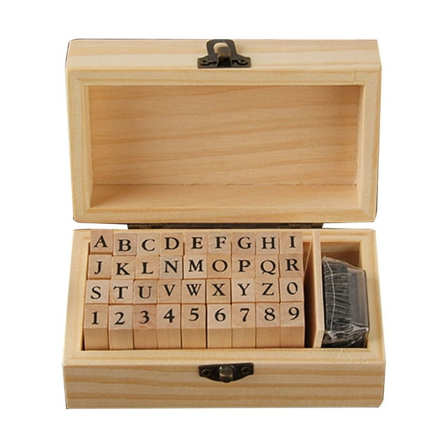 JANGSLNG Wooden Alphabet Stamps Regular Script Quick Dry Wood Wooden ...