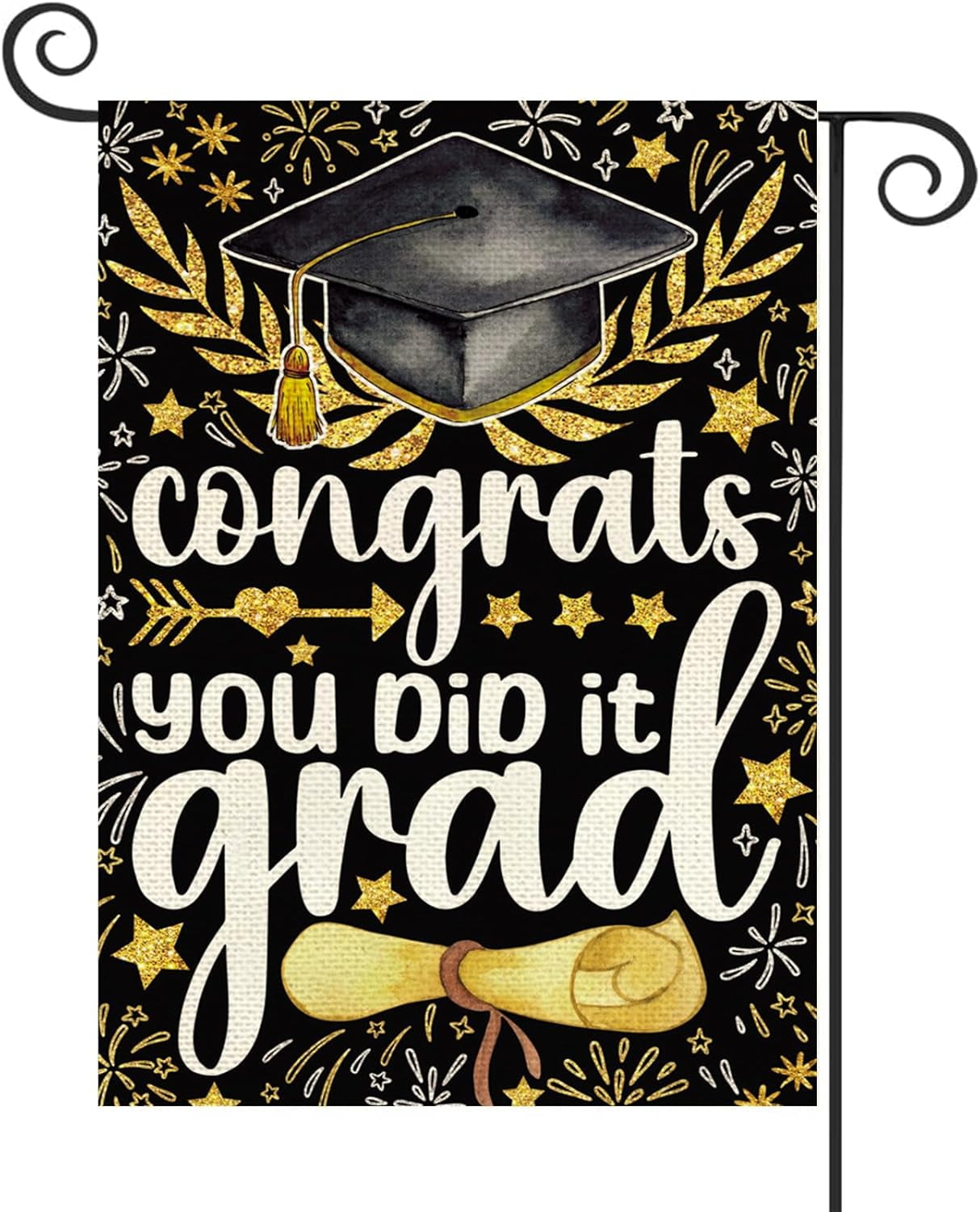JANI Graduation Congrats Garden Flag 12.5x18 Inch Burlap Double Sided ...
