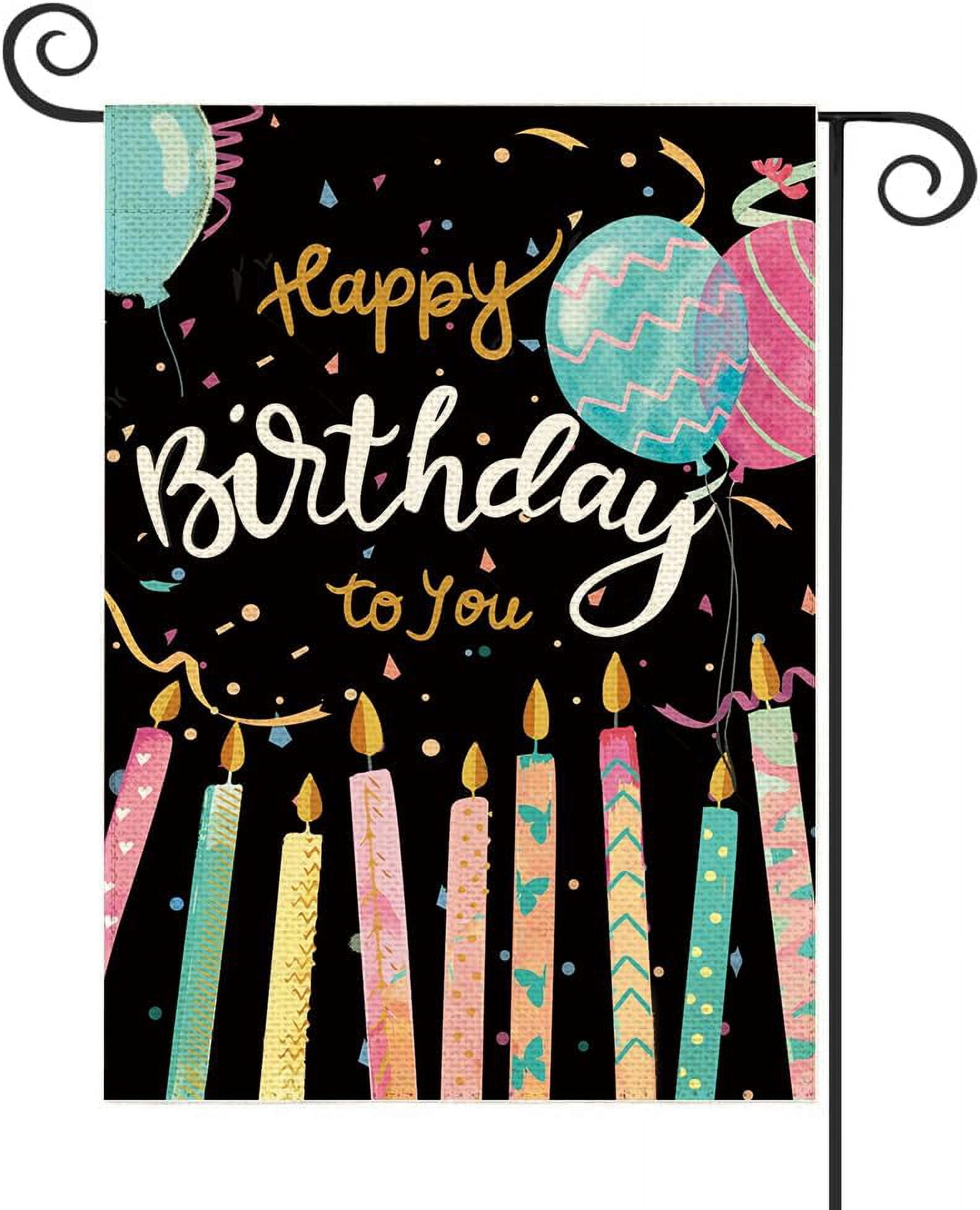 JANI Happy Birthday House Flag 28 x 40 Inch Double Sided Birthday Party Welcome Garden Yard Flag ...