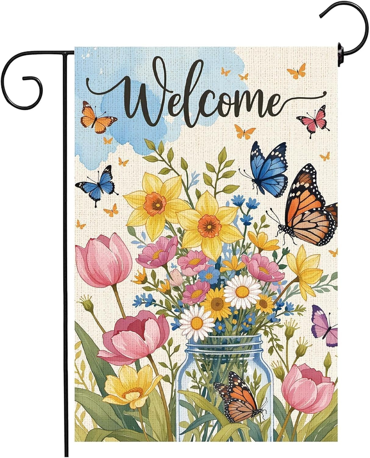 JANI Happy Spring Summer Gnome Floral Garden Flag 12 x 18 inch Double ...