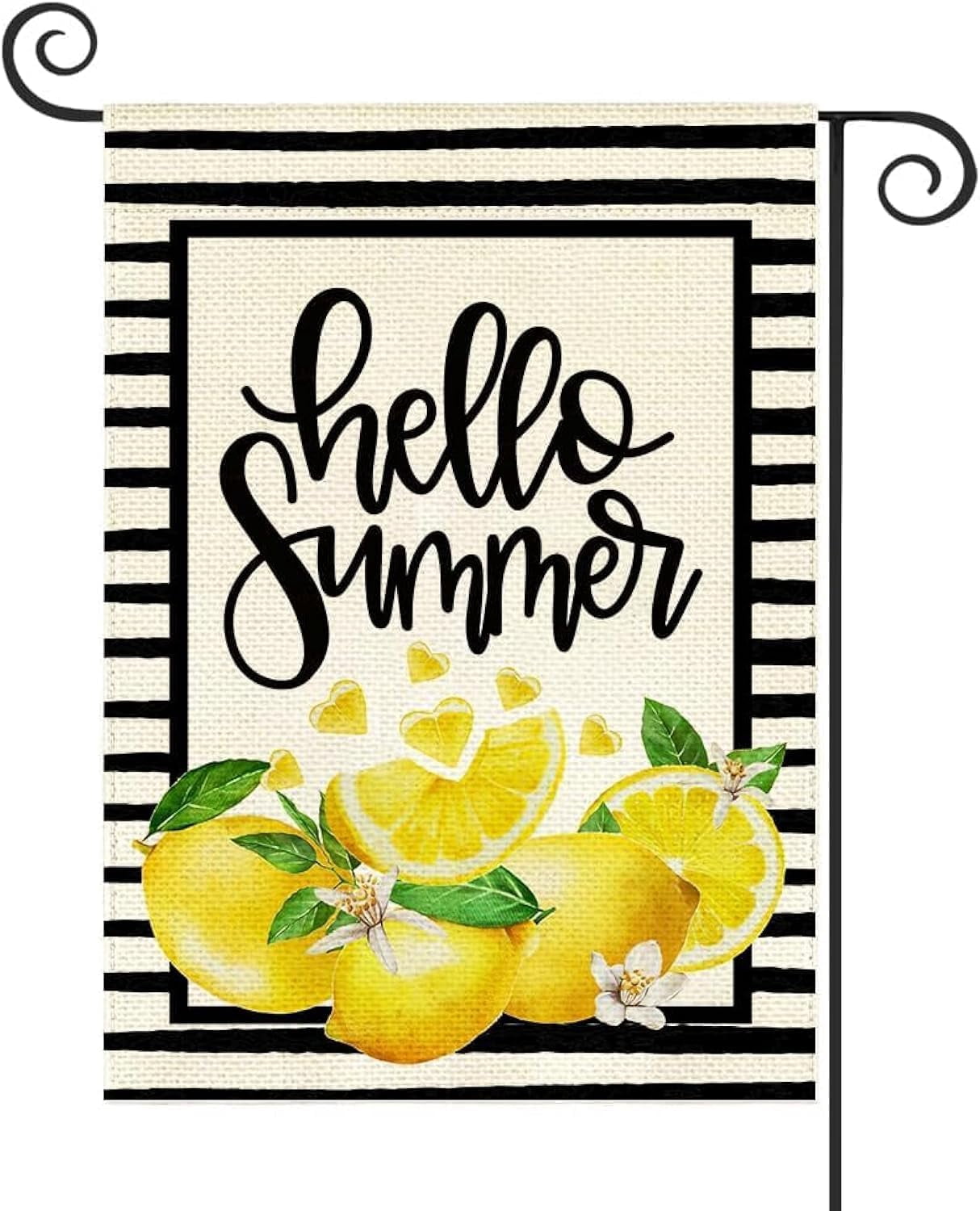 JANI Hello Summer Watermelon Garden Flag Double Sided Black Stripes ...