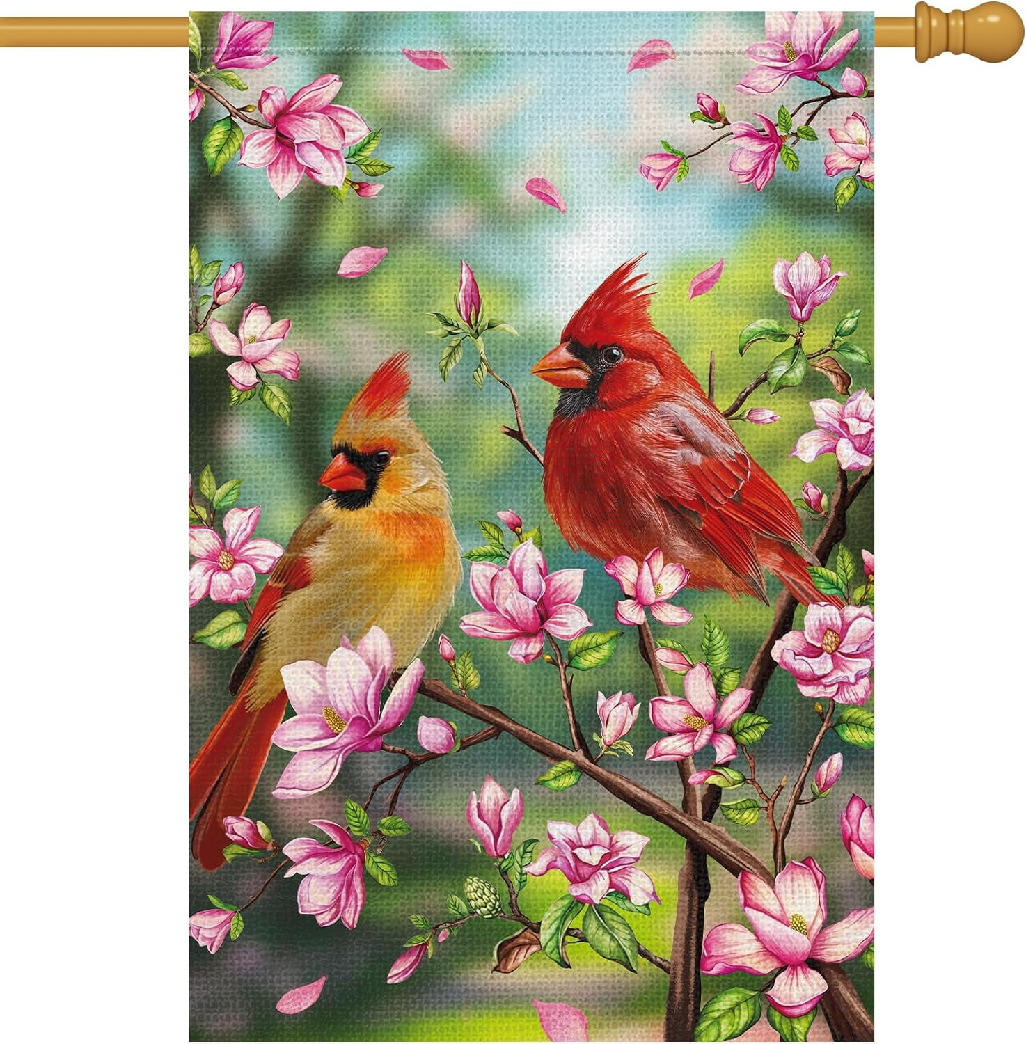 JANI Spring Cardinal Garden Flag Spring Summer Magnolia Flower Garden ...
