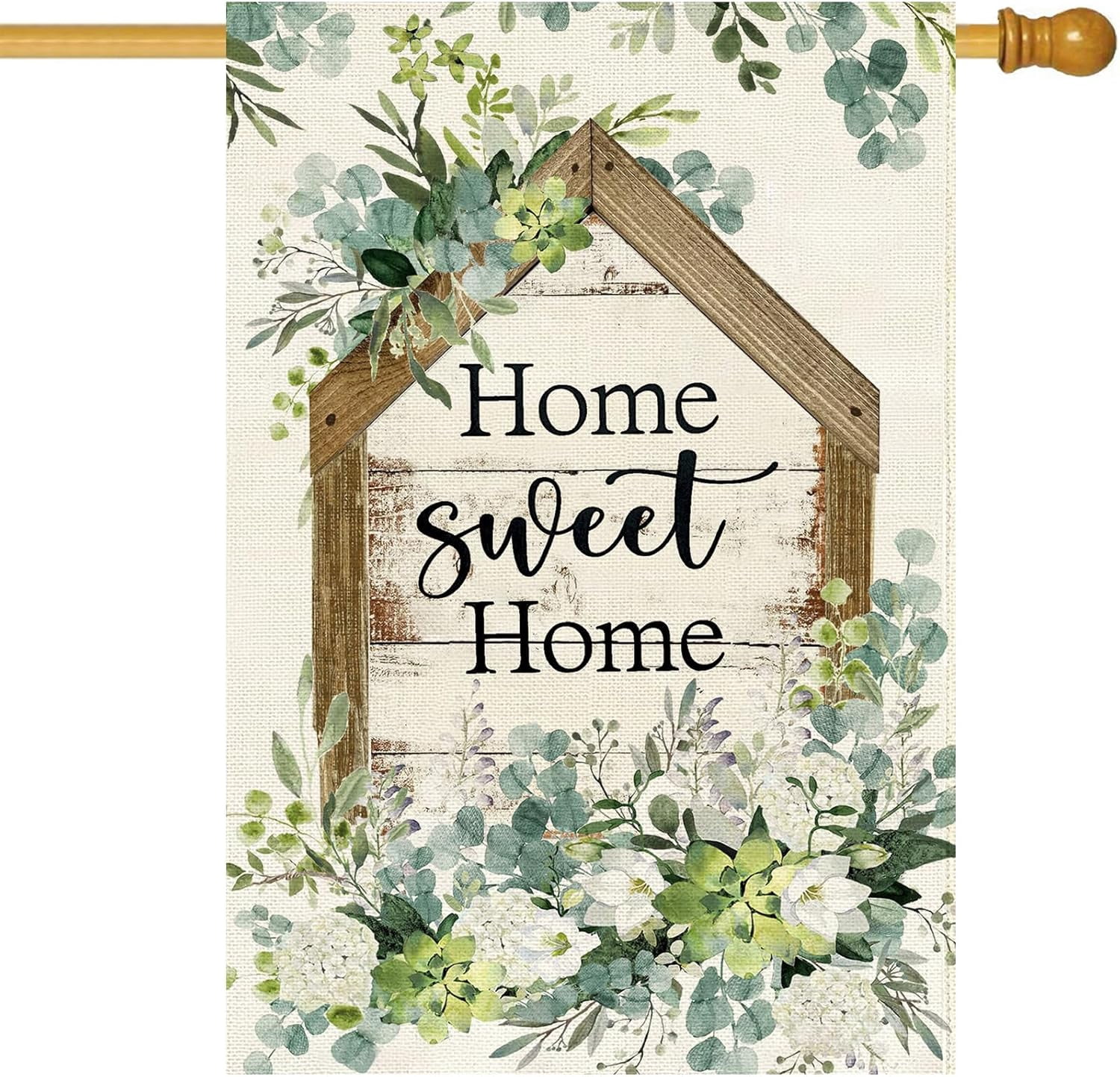 JANI Spring Summer House Flag, Eucalyptus Home Sweet Home Large Yard ...