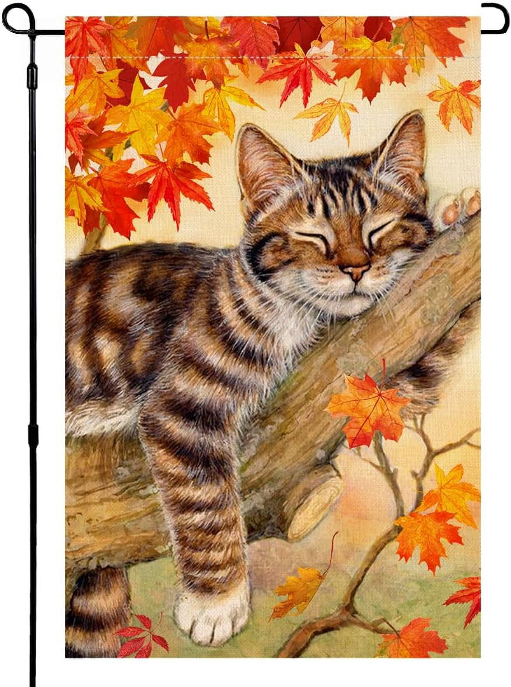 JANI Summer Cat House Flag 28 x 40 Vertical Double Sided Yellow ...