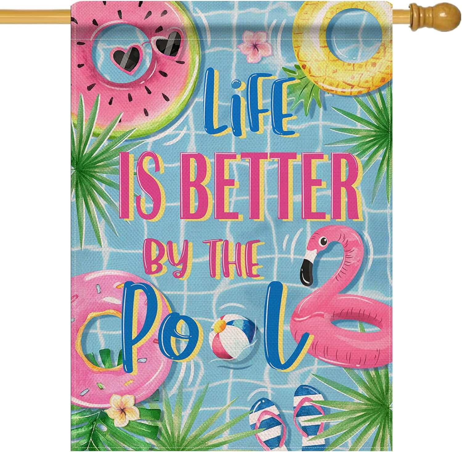 JANI Welcome Summer Flamingo 28 x 40 House Flag Double Sided, Beach ...