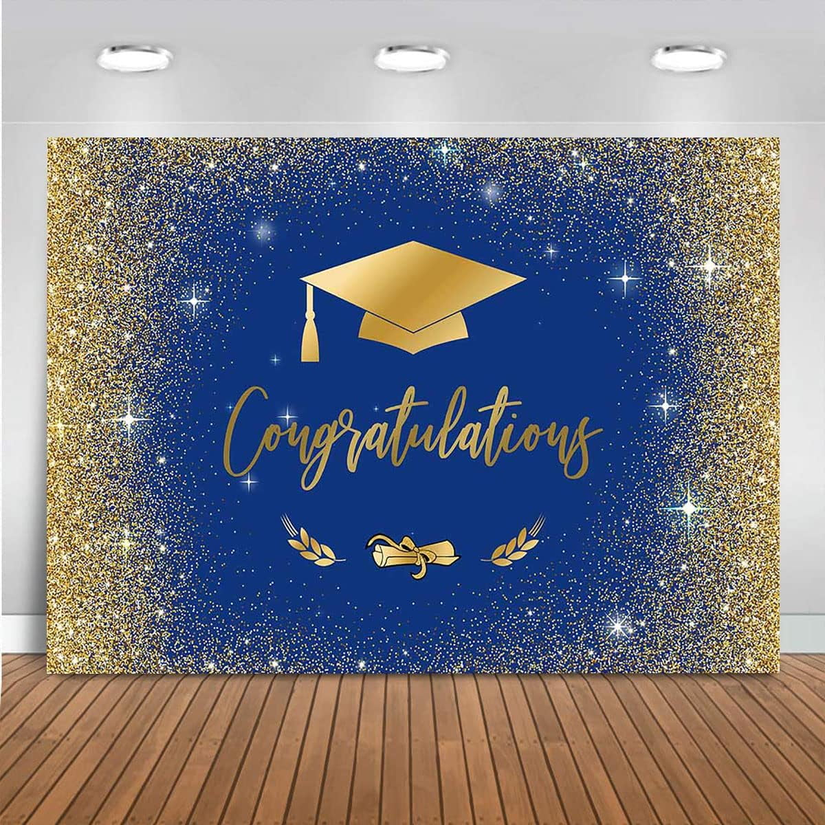 JANS.NO1 2025 Graduation Party Backdrop Blue Silver Glitter Class of ...