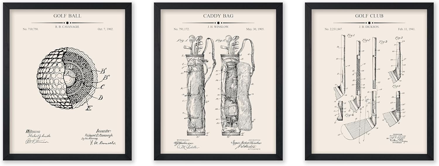 JANS.NO1 3-Piece Golf Ball Patent Print - Blueprint Poster - Sports Art ...