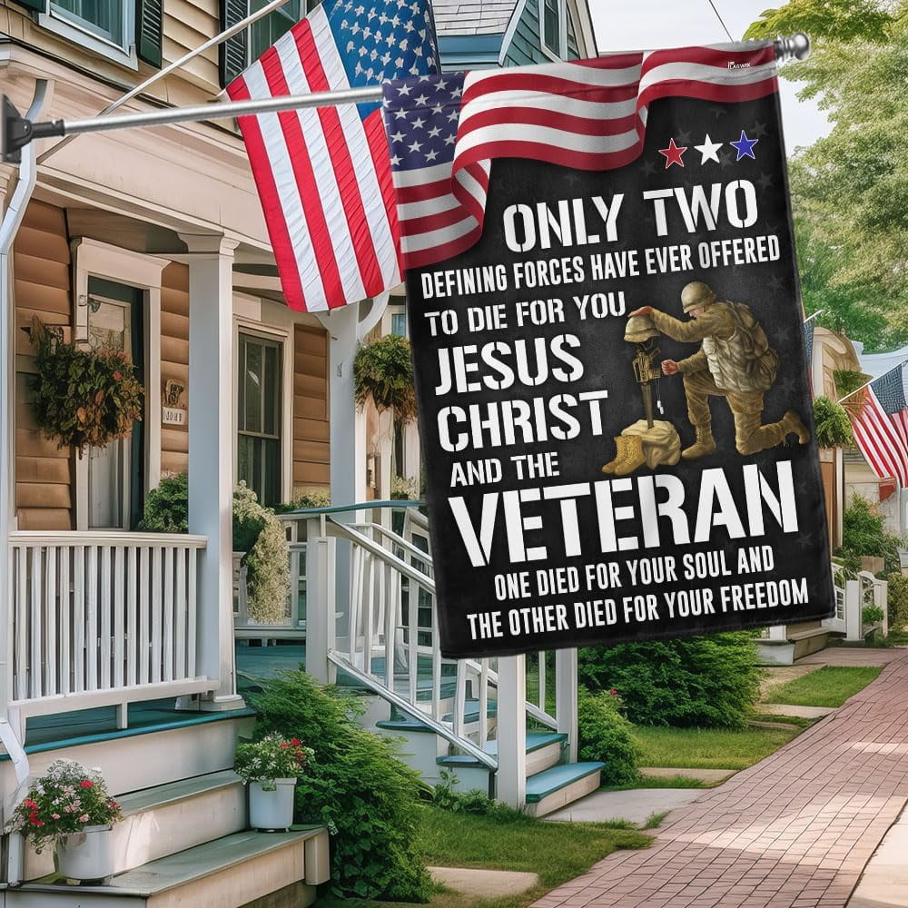 JANS.NO1 American Flag, US Veteran Day Flag, Christ And The American ...