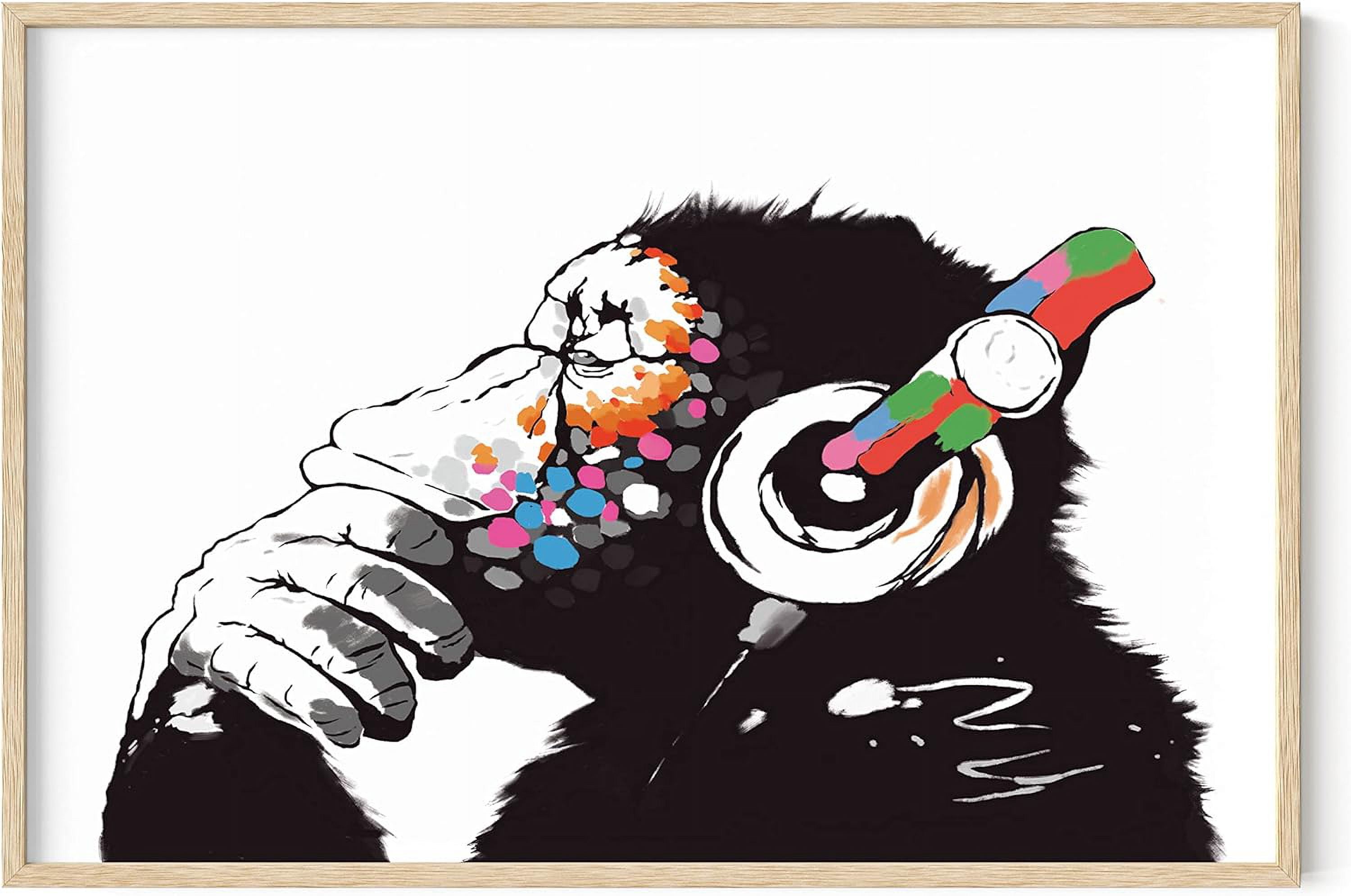 JANS.NO1 Banksy Chimp Wall Art - Graffiti Pop Art Poster for Teen Boys ...