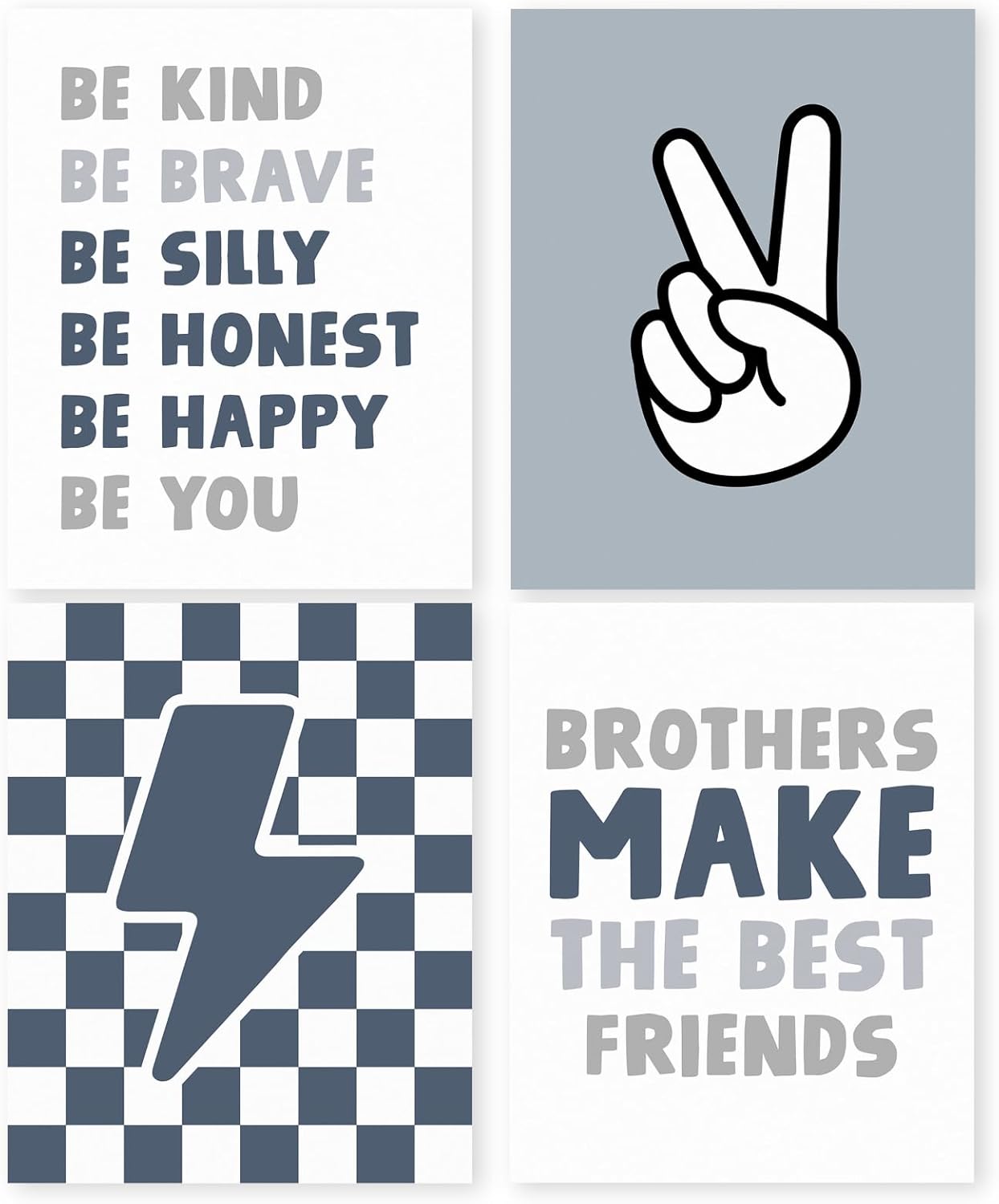 JANS.NO1 Boys Room Wall Art Poster Prints Set of 4, Brothers Make The ...