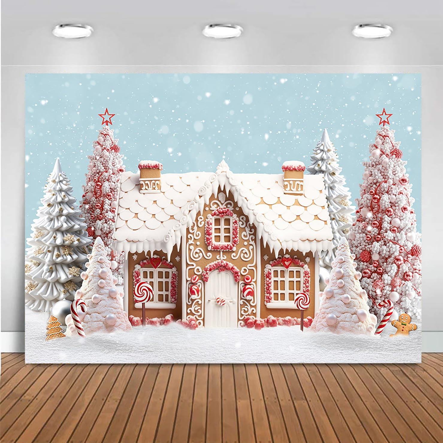 JANS.NO1 Christmas Gingerbread House Backdrop Winter Snowflake Backdrop ...
