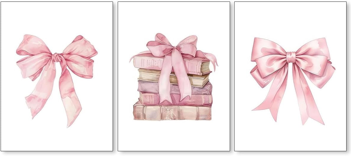 JANS.NO1 Coquette Pink Bow Poster Trendy Preppy Girly Book Canvas Wall ...