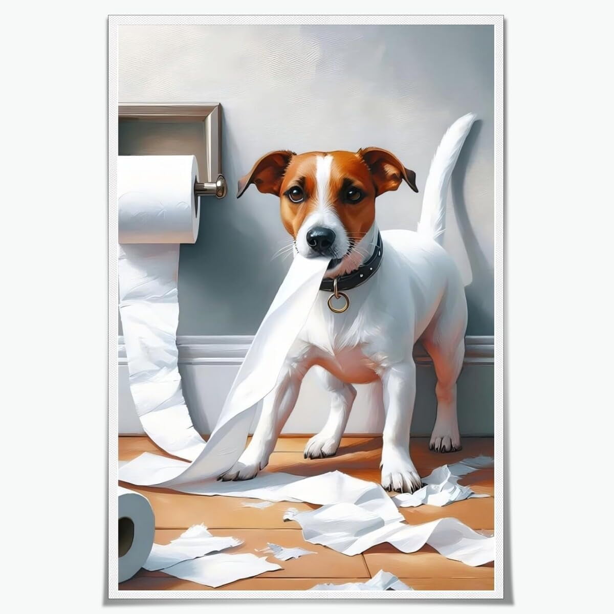 JANS.NO1 Cute Pets Cat Reading Newspaper On The Toilet Canvas Posters ...