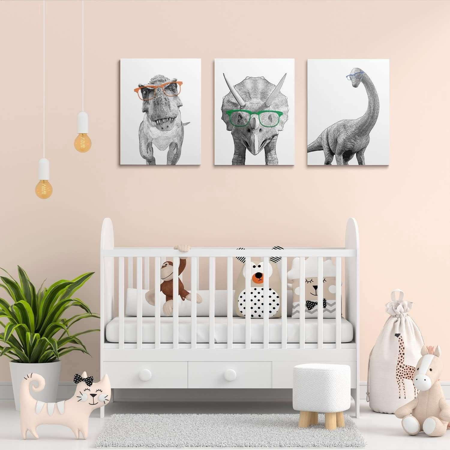 JANS.NO1 Dinosaur Wall Decor T-Rex Art Set of 3, Boys Room Aesthetic ...