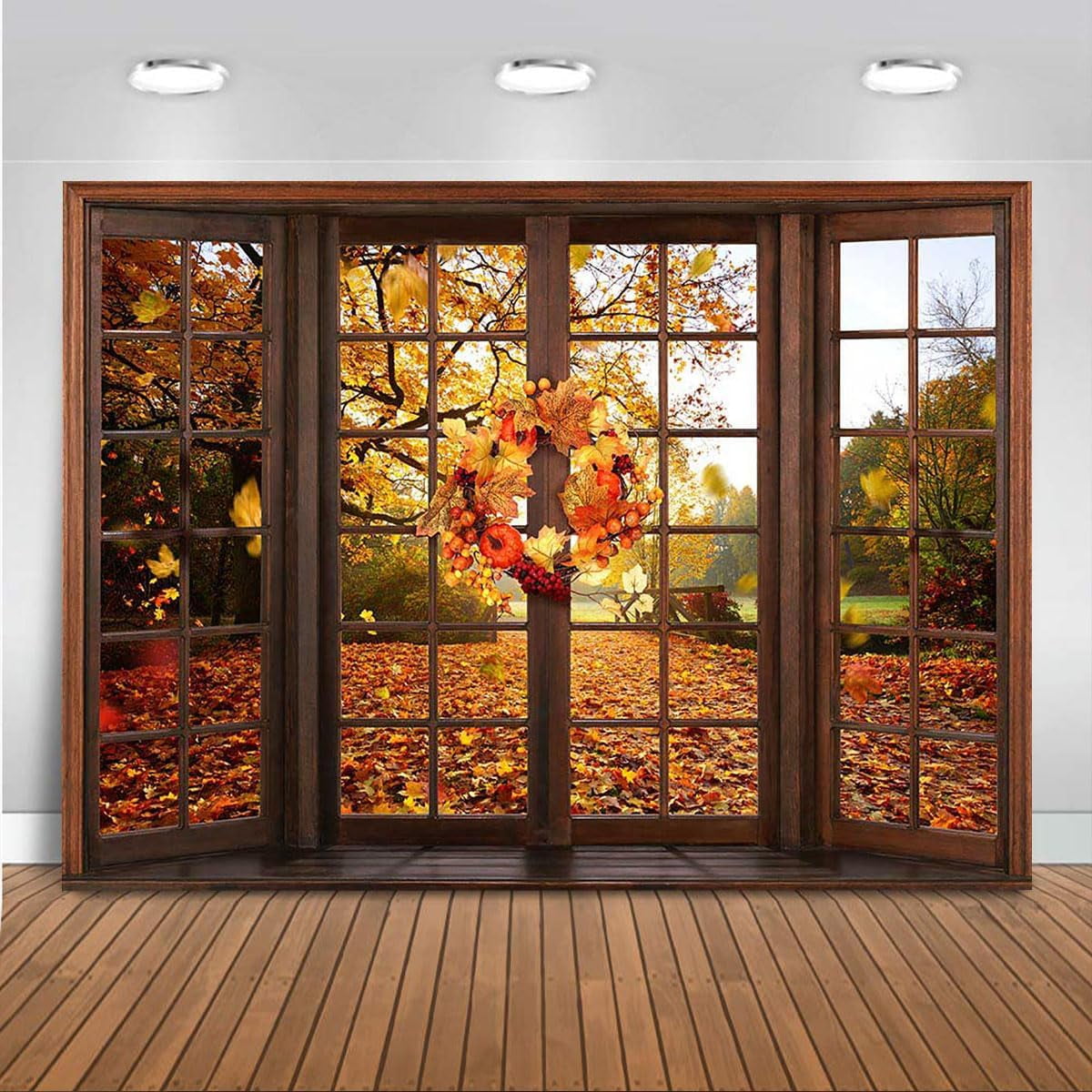 JANS.NO1 Fall Photography Backdrop Autumn Forest Scene Window ...