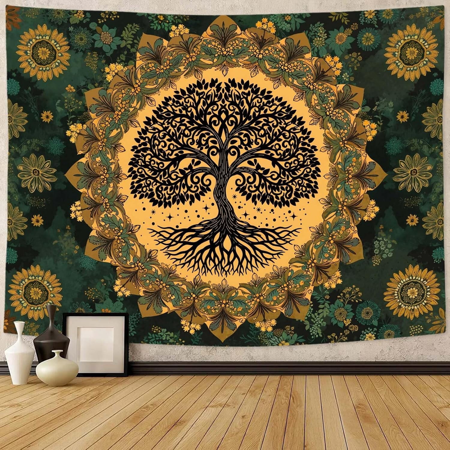 JANS.NO1 Fantasy Forest Tapestry Green Fairy Magical Tree of Life ...
