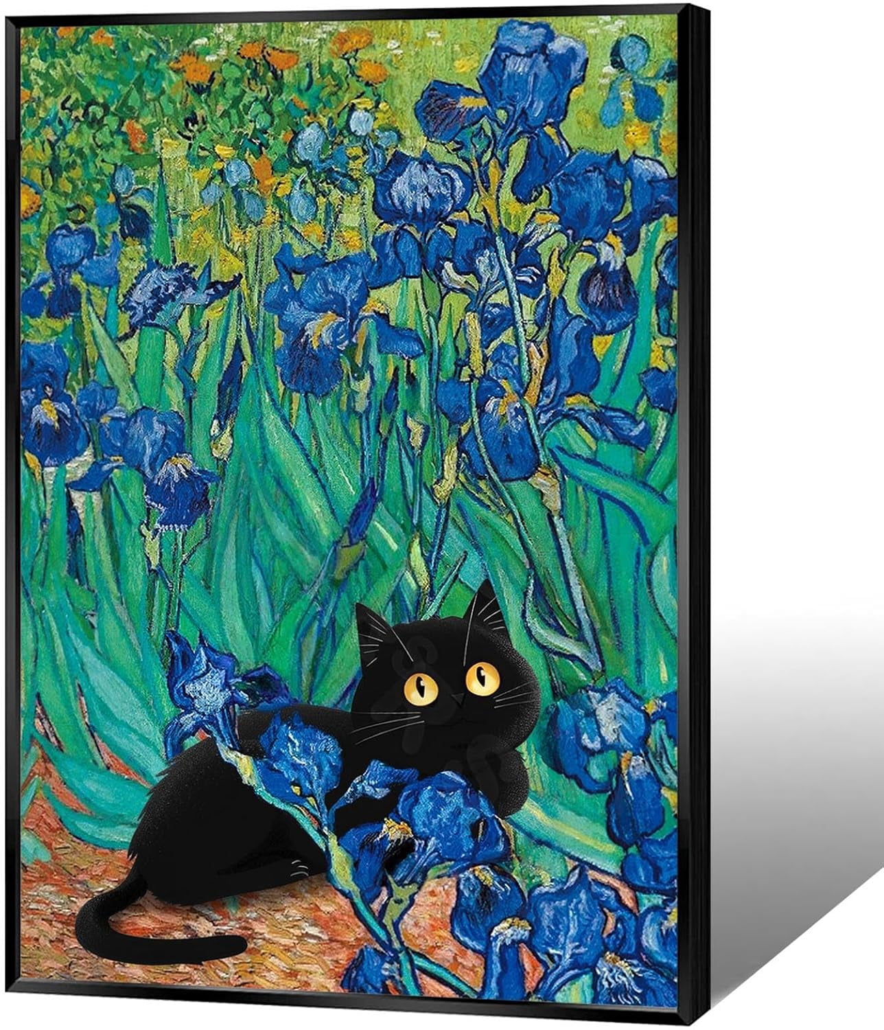 JANS.NO1 Garden Cat Famous Oil Flowers Black Cat Poster Funny Floral ...