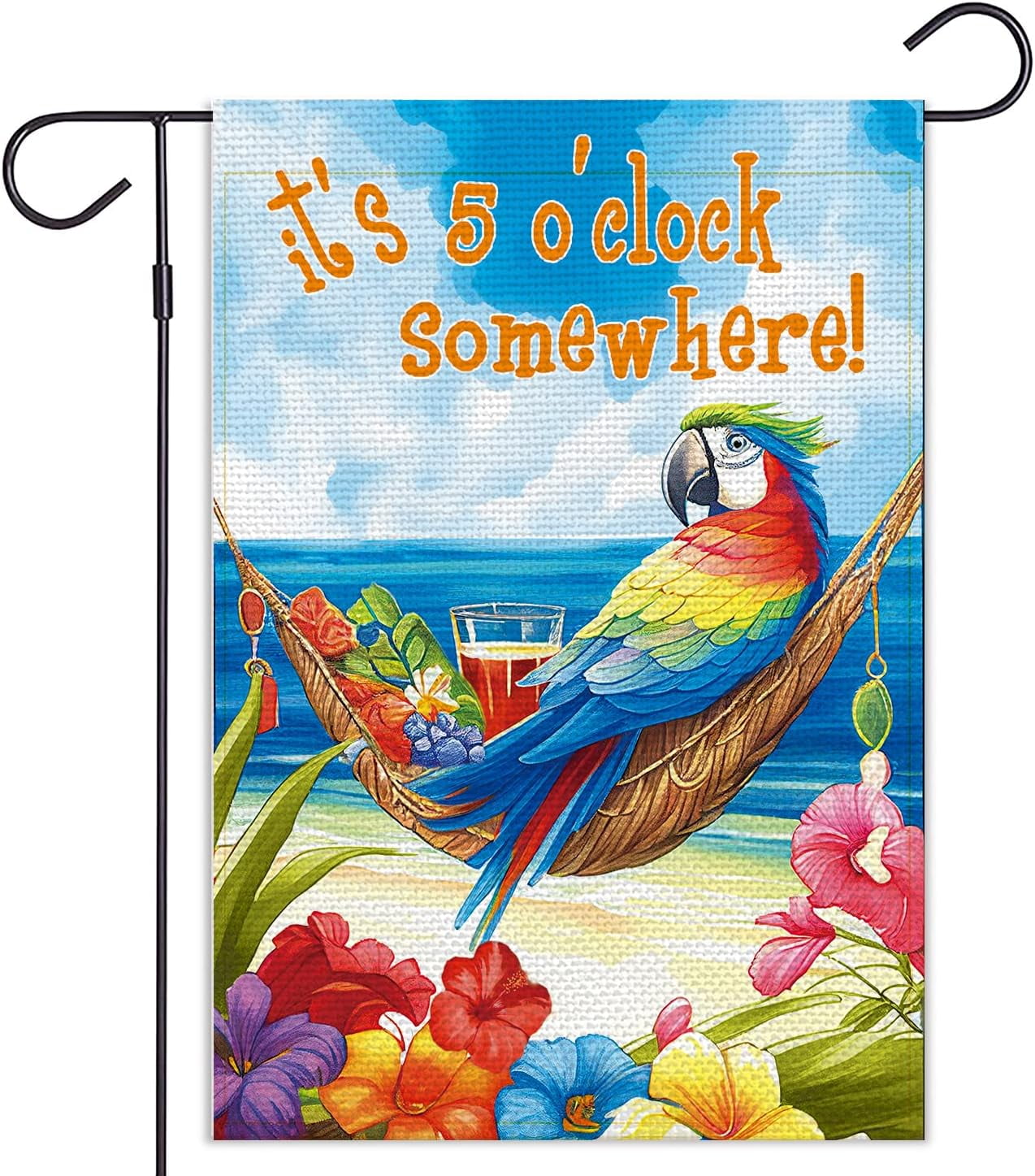 JANS.NO1 Hello Summer Garden Flag its 5 o'clock somewhere Sign Beach ...