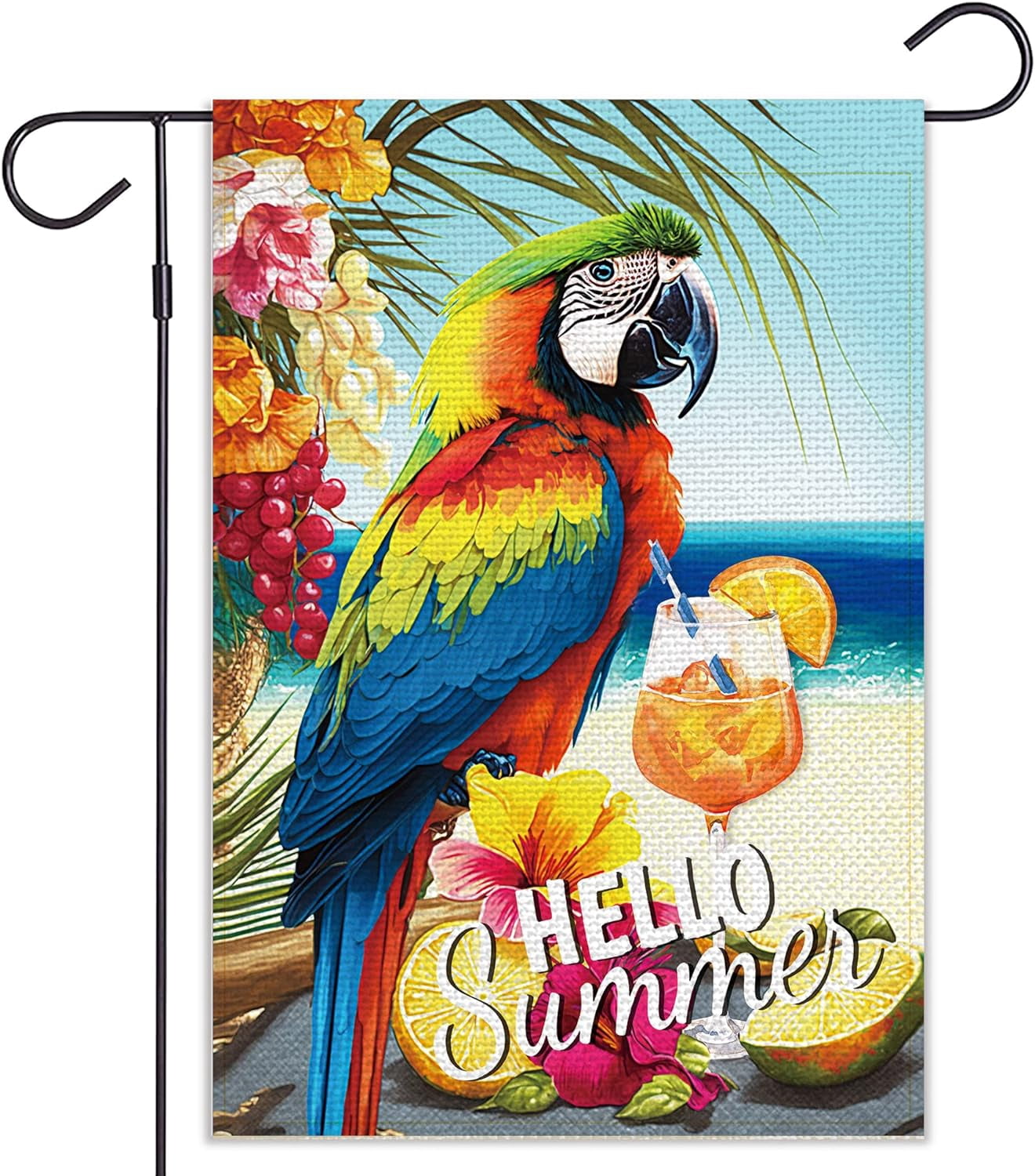 JANS.NO1 Hello Summer Garden Flag its 5 o'clock somewhere Sign Double Sided Vertical Outside ...