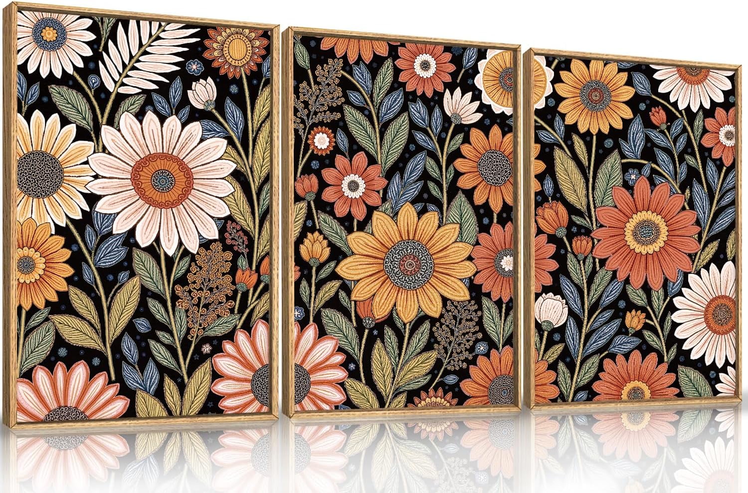 JANS.NO1 Large Navy Blue and Gray Canvas Wall Art Set,Modern Abstract Wall Decor,Brush Strokes ...