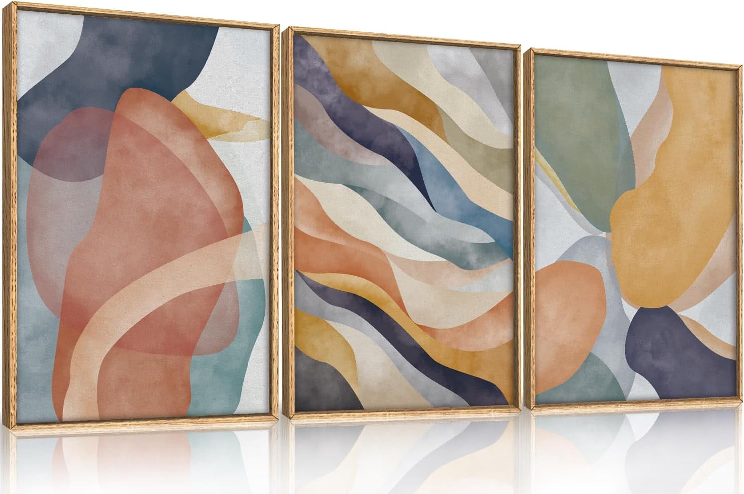 JANS.NO1 Large Navy Blue and Gray Canvas Wall Art Set,Modern Abstract ...