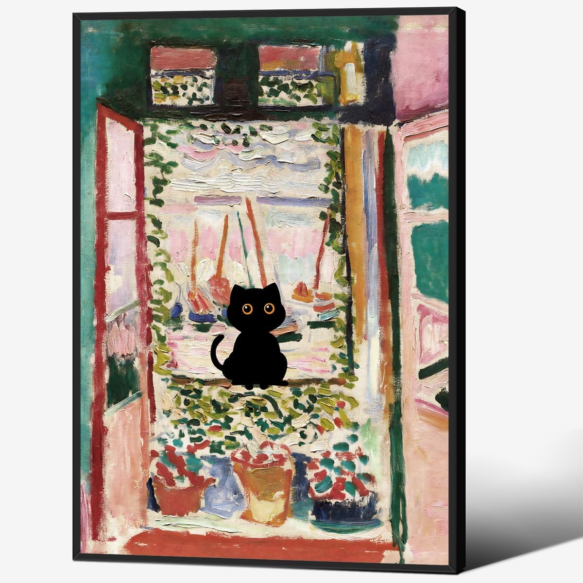 JANS.NO1 Lily Cat Poster Vintage Black Cat Wall Funny Canvas Picture ...