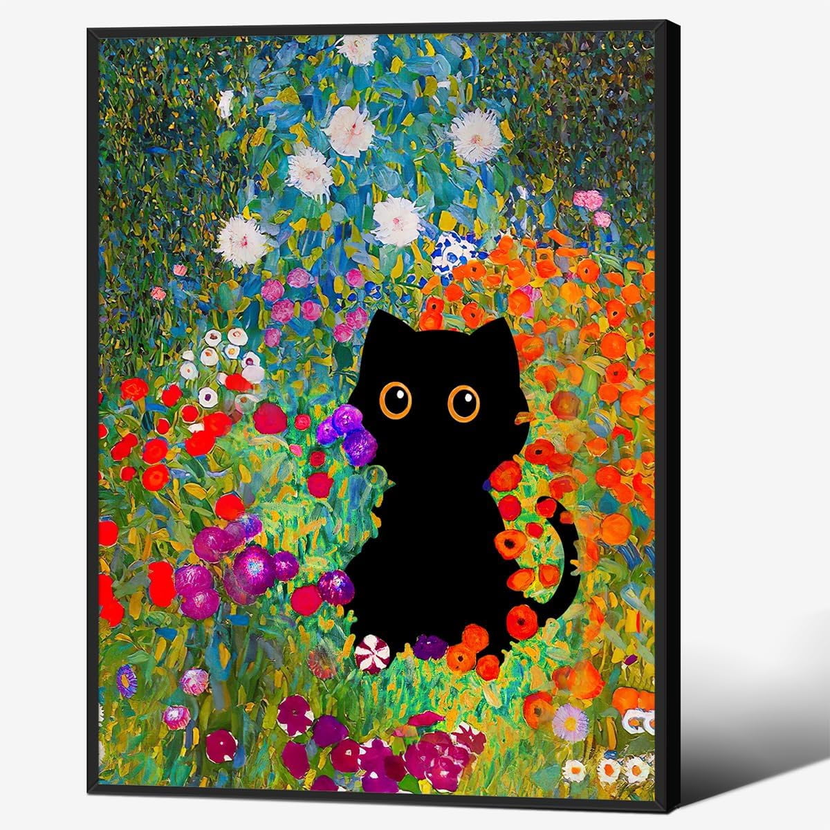 JANS.NO1 Lily Cat Poster Vintage Black Cat Wall Funny Canvas Picture ...