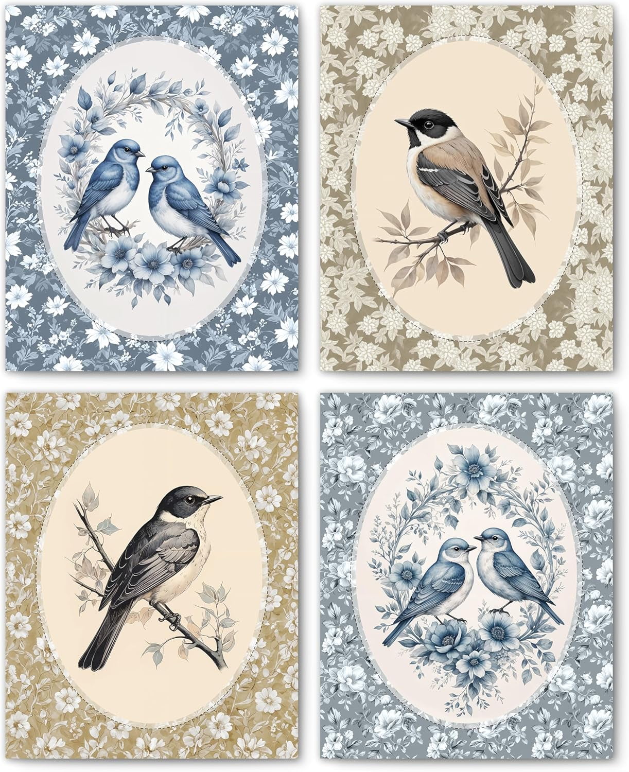 JANS.NO1 Moody Vintage Rose Floral Wall Art Posters Set of 4, Floral ...