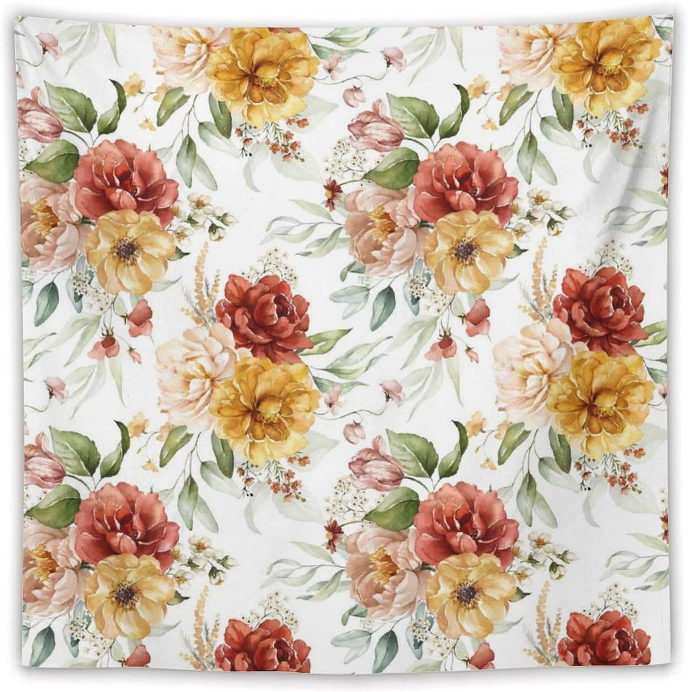 JANS.NO1 Patchwork Flower Tapestry,Abstract Colorful Floral Retro Style ...