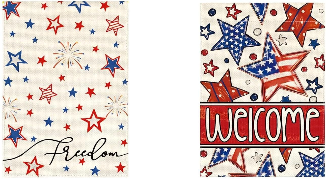 JANS.NO1 Patriotic 4th of July Freedom Garden Flag Double Sided Outside ...