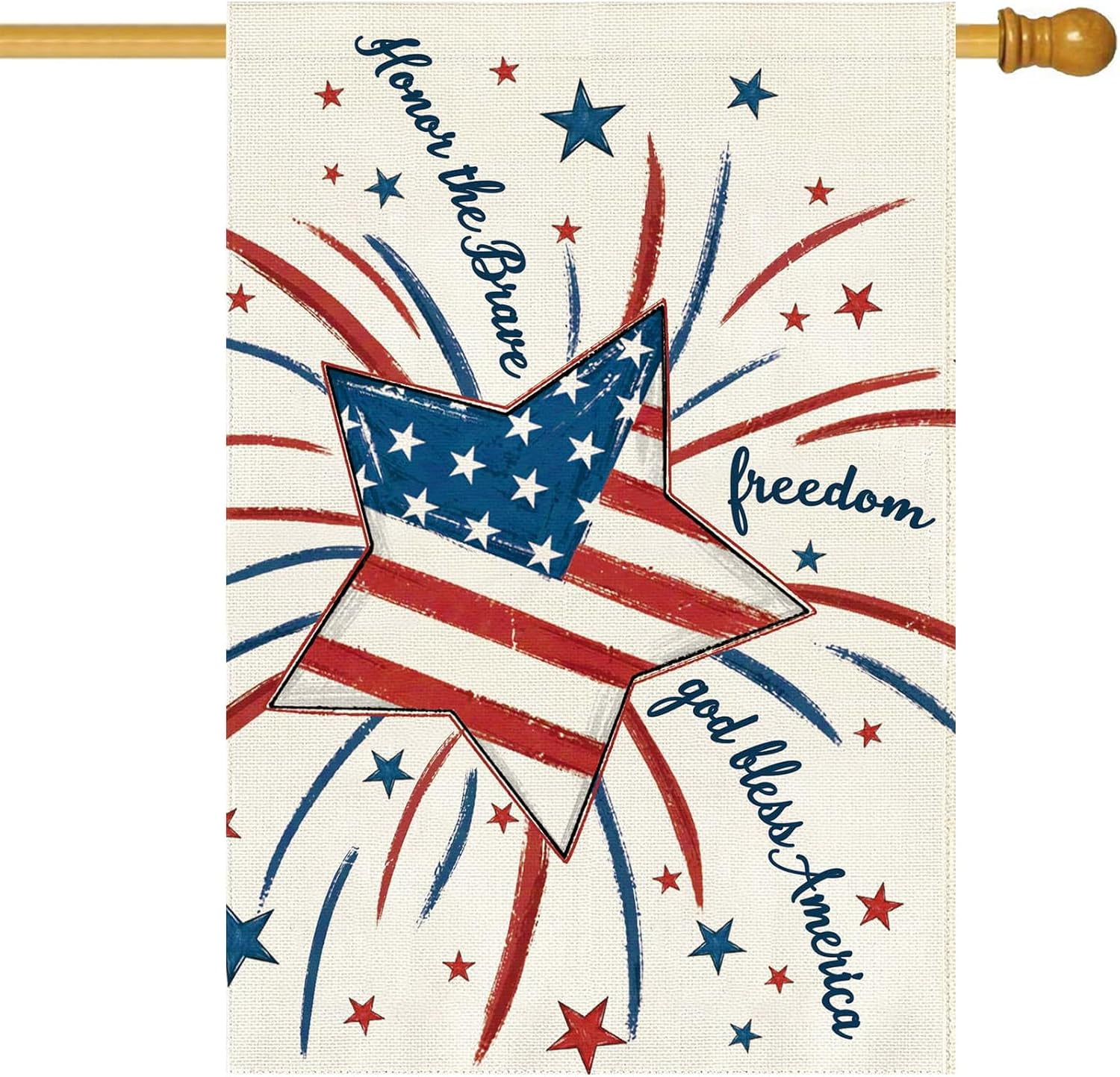 JANS.NO1 Patriotic 4th of July Garden Flag Double Sided Burlap God ...