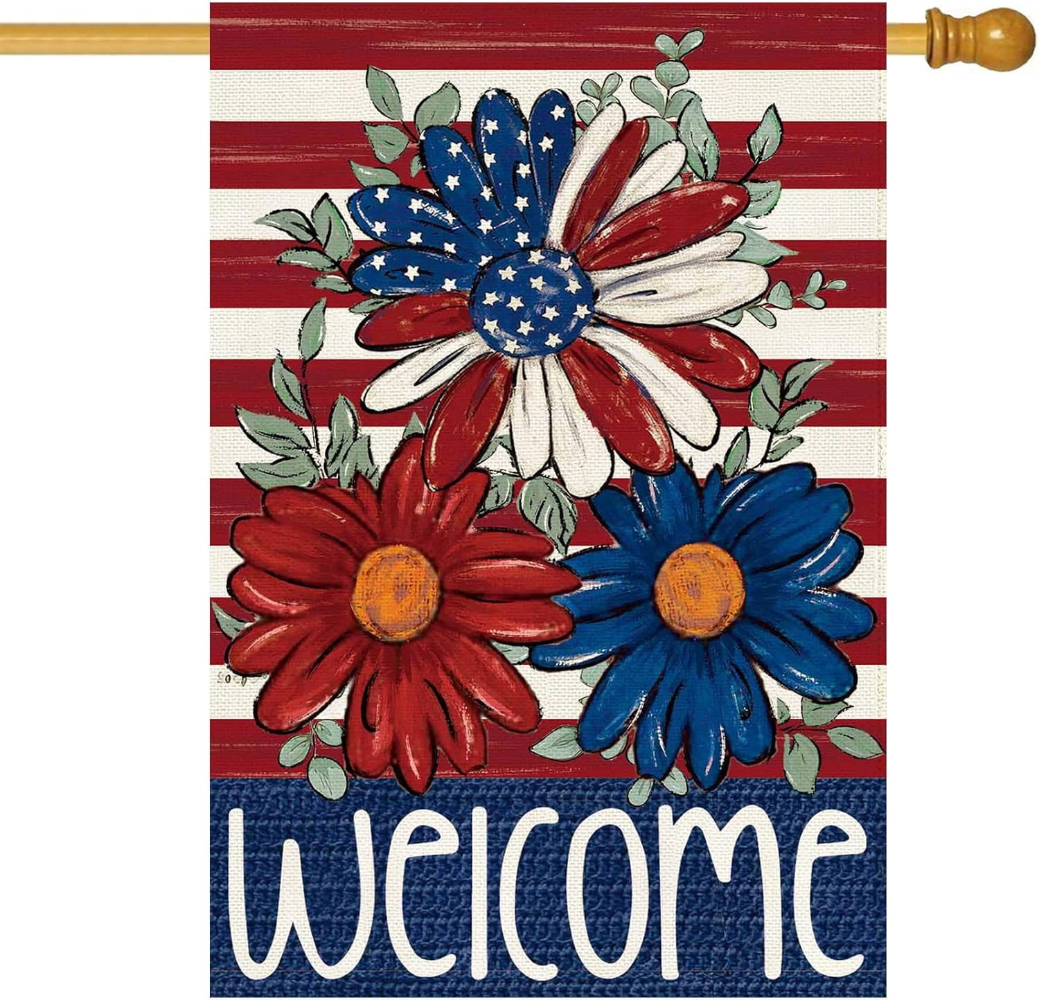 JANS.NO1 Patriotic 4th of July Garden Flag Double Sided Burlap Memorial Day Welcome American ...