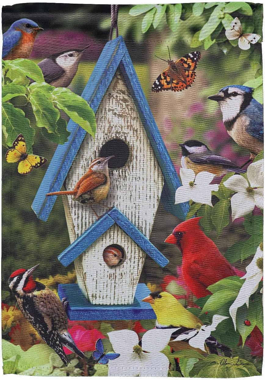 JANS.NO1 Red Cardinal and Hydrangeas Spring Garden Flags double sided ...