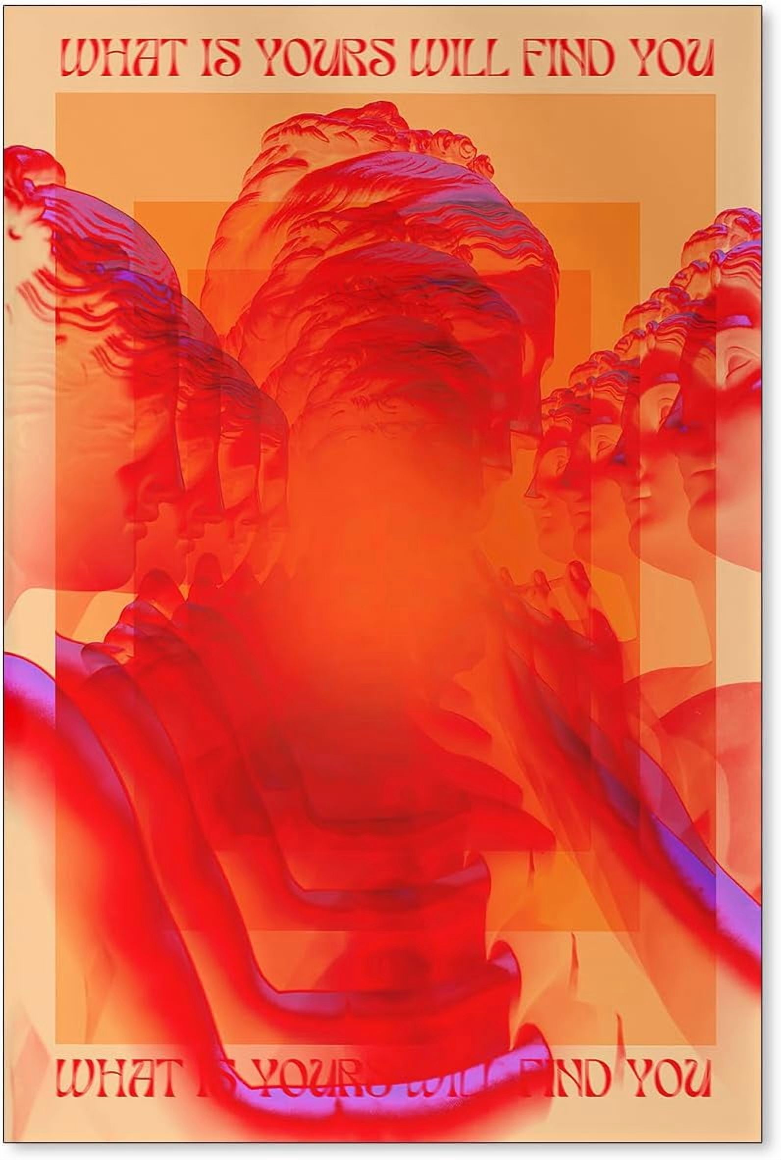 JANS.NO1 Retro Red Abstract Eye Canvas Wall Art Vintage Hippie Trippy ...