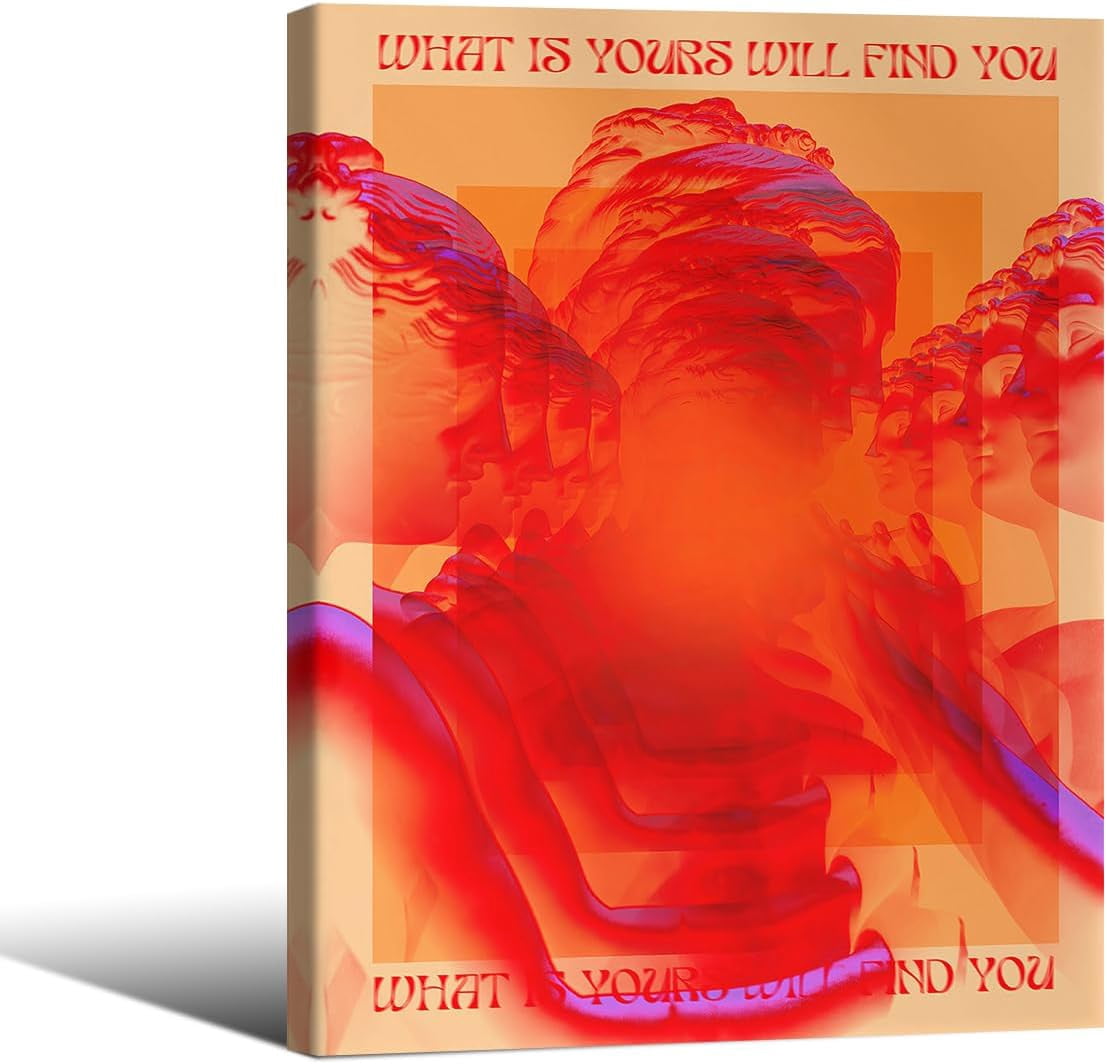 JANS.NO1 Retro Red Abstract Eye Canvas Wall Art Vintage Hippie Trippy ...