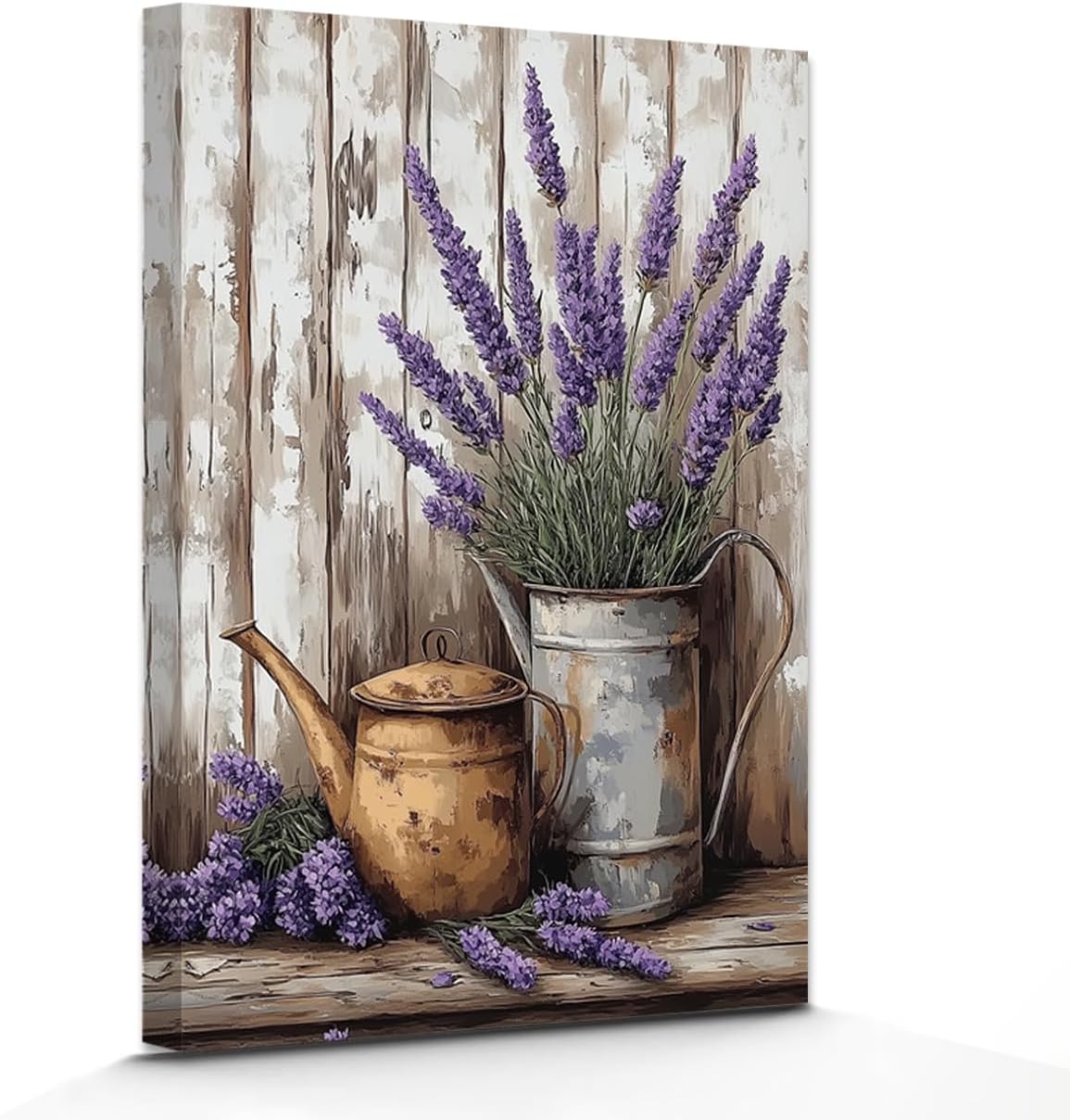 JANS.NO1 Rustic Lavender Wall Art Purple Floral Canvas Print Country ...