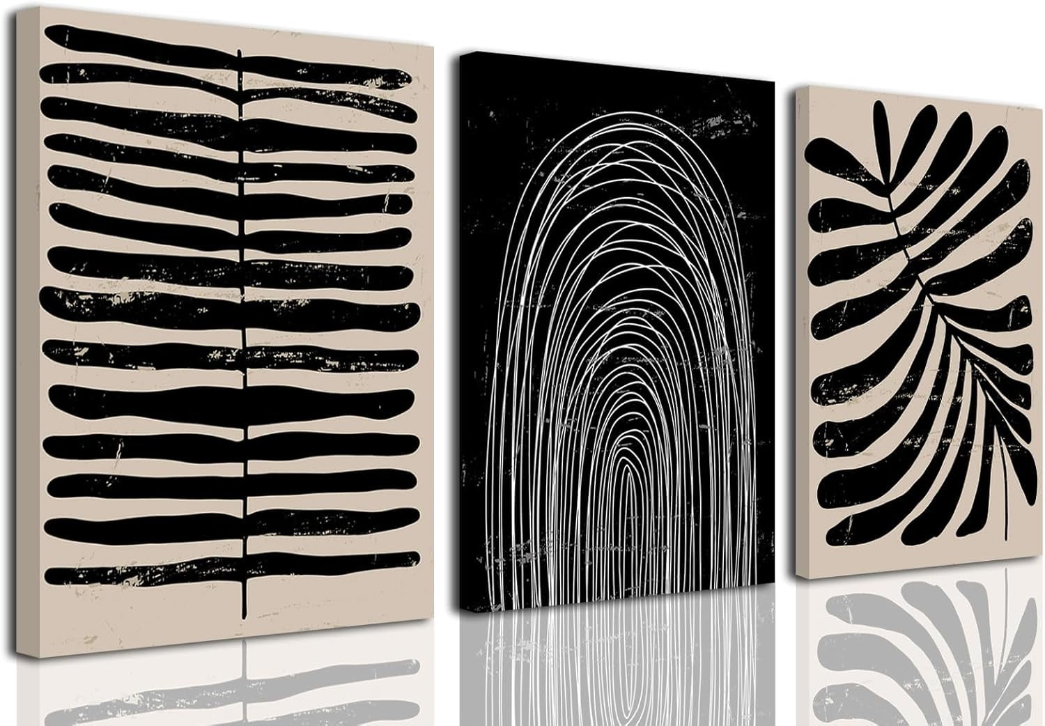 JANS.NO1 Sage Green Canvas Wall Art Boho Botanical Floral Painting ...