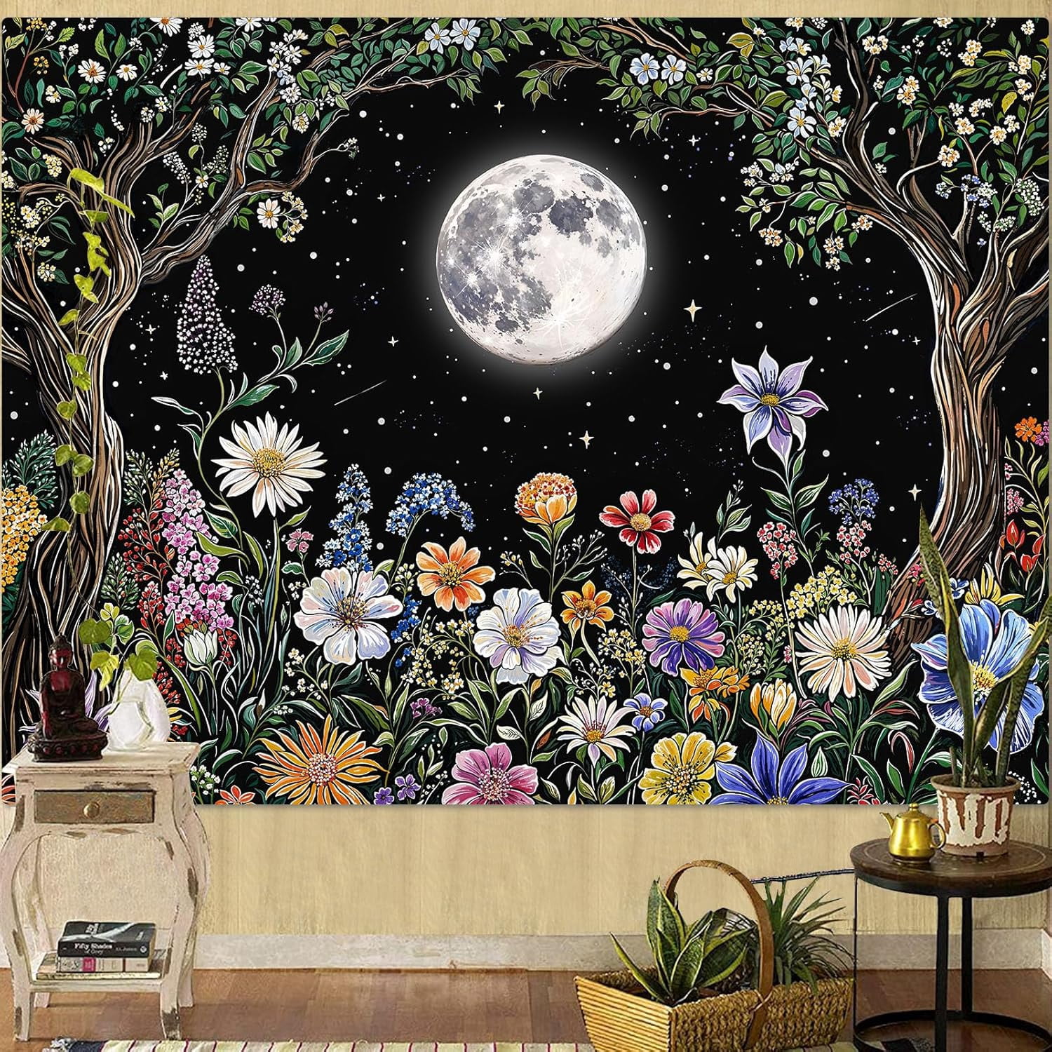JANS.NO1 Sun Moon Tapestry Celestial Wall Art Tapestries Boho Hippie ...