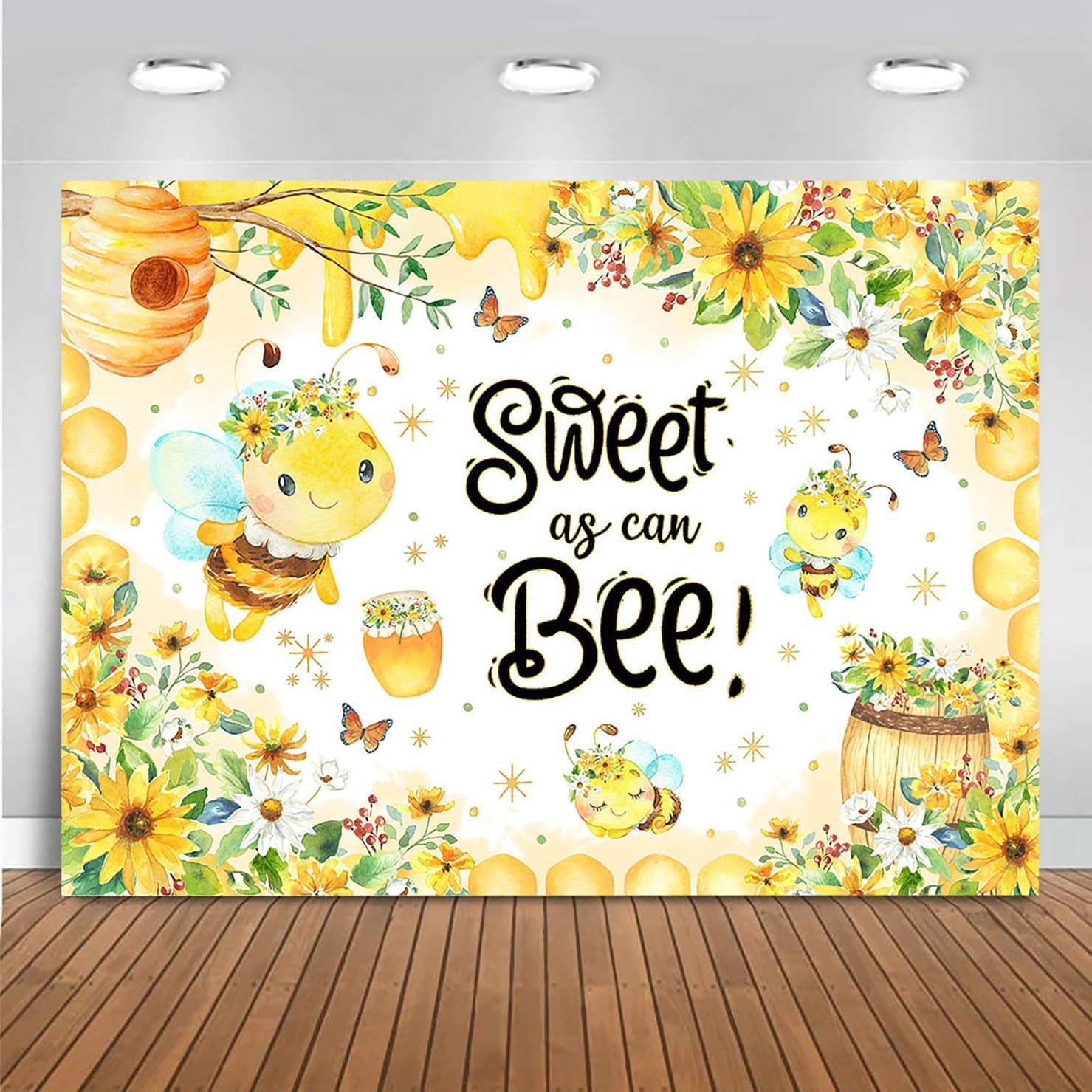 JANS.NO1 Sweet as Can Bee Baby Shower Backdrop Bumble Honey Bee Party ...