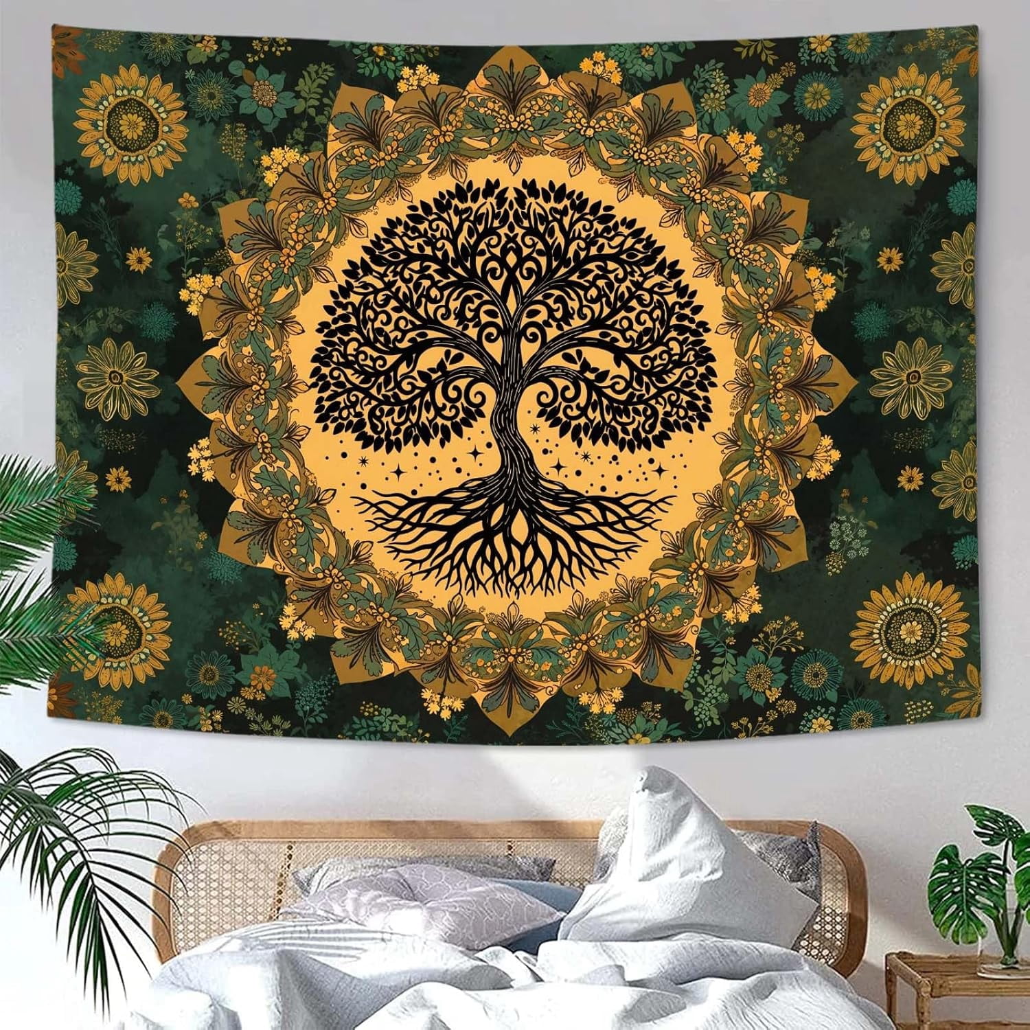 JANS.NO1 Tree of Life Tapestry Vintage Nature Green Plant Floral ...