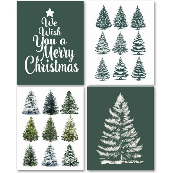 JANS.NO1 Vintage Purple Christmas Wall Art Prints Set of 4 Unframed ...