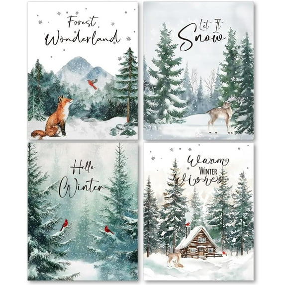 JANS.NO1 Vintage Purple Christmas Wall Art Prints Set of 4 Unframed ...