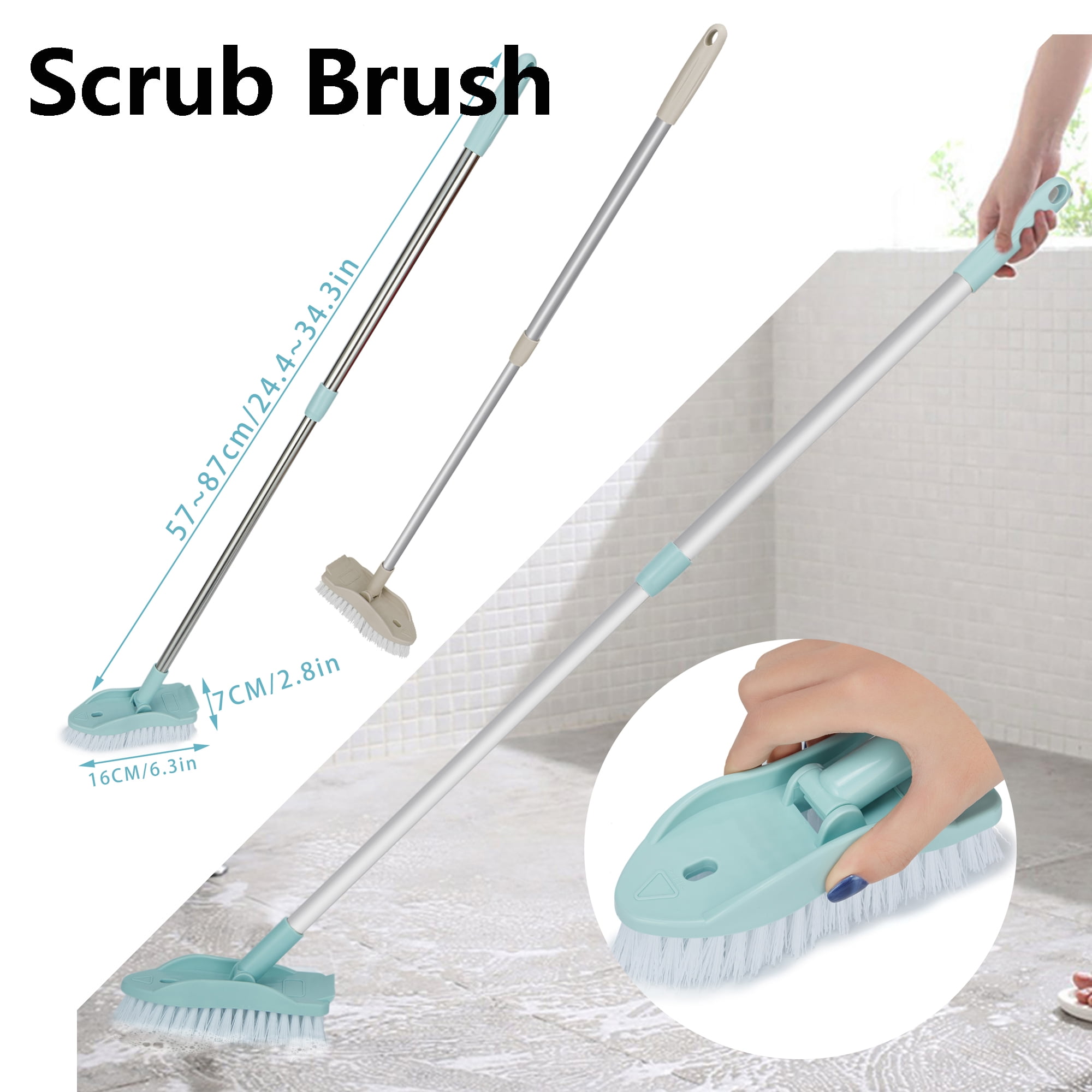 JANSION Bathroom Long-handled Brush Bristles To Scrub Toilet Bath Brush ...