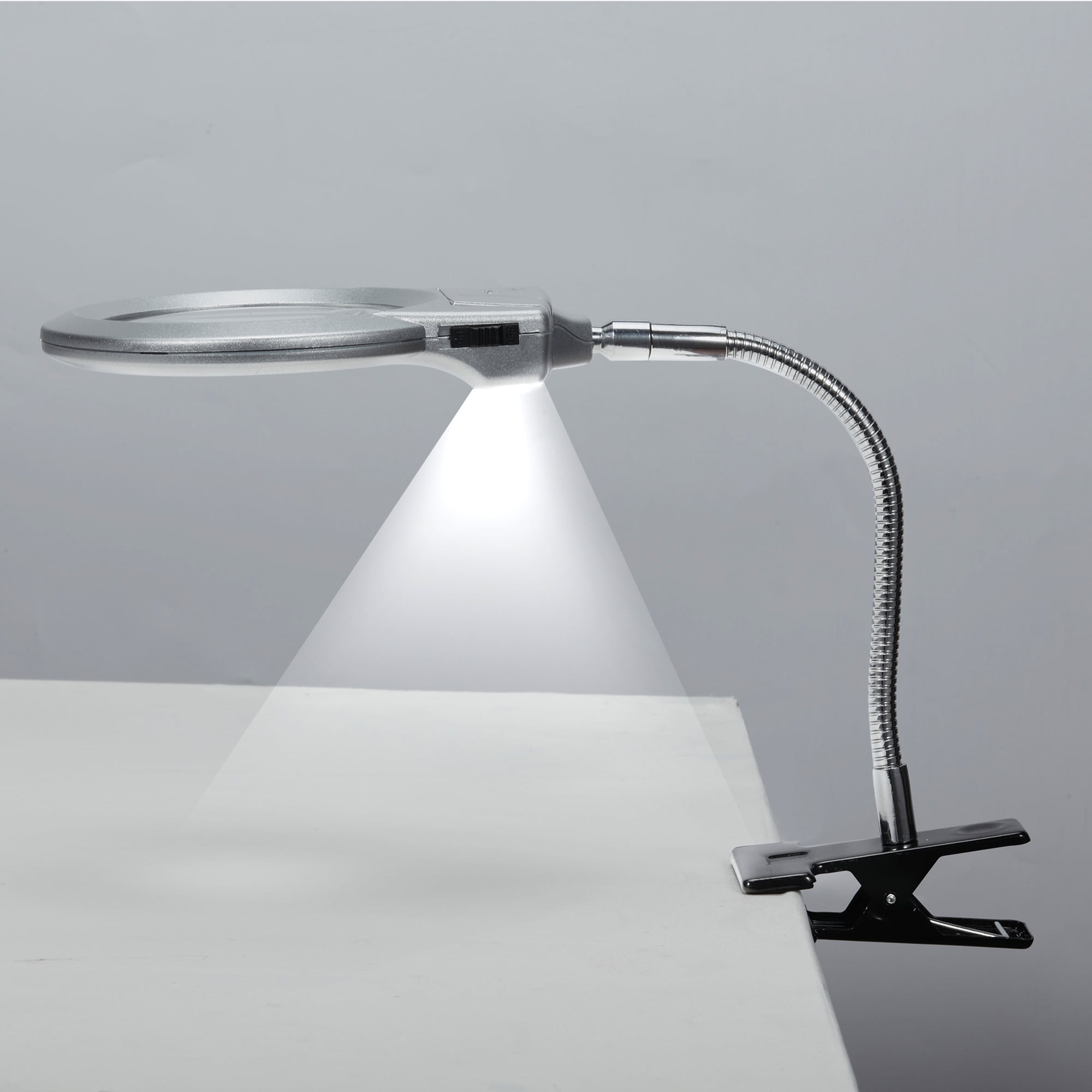 JANSION Clip-on Magnifying Lamp LED Desktop Magnifier Glass ...